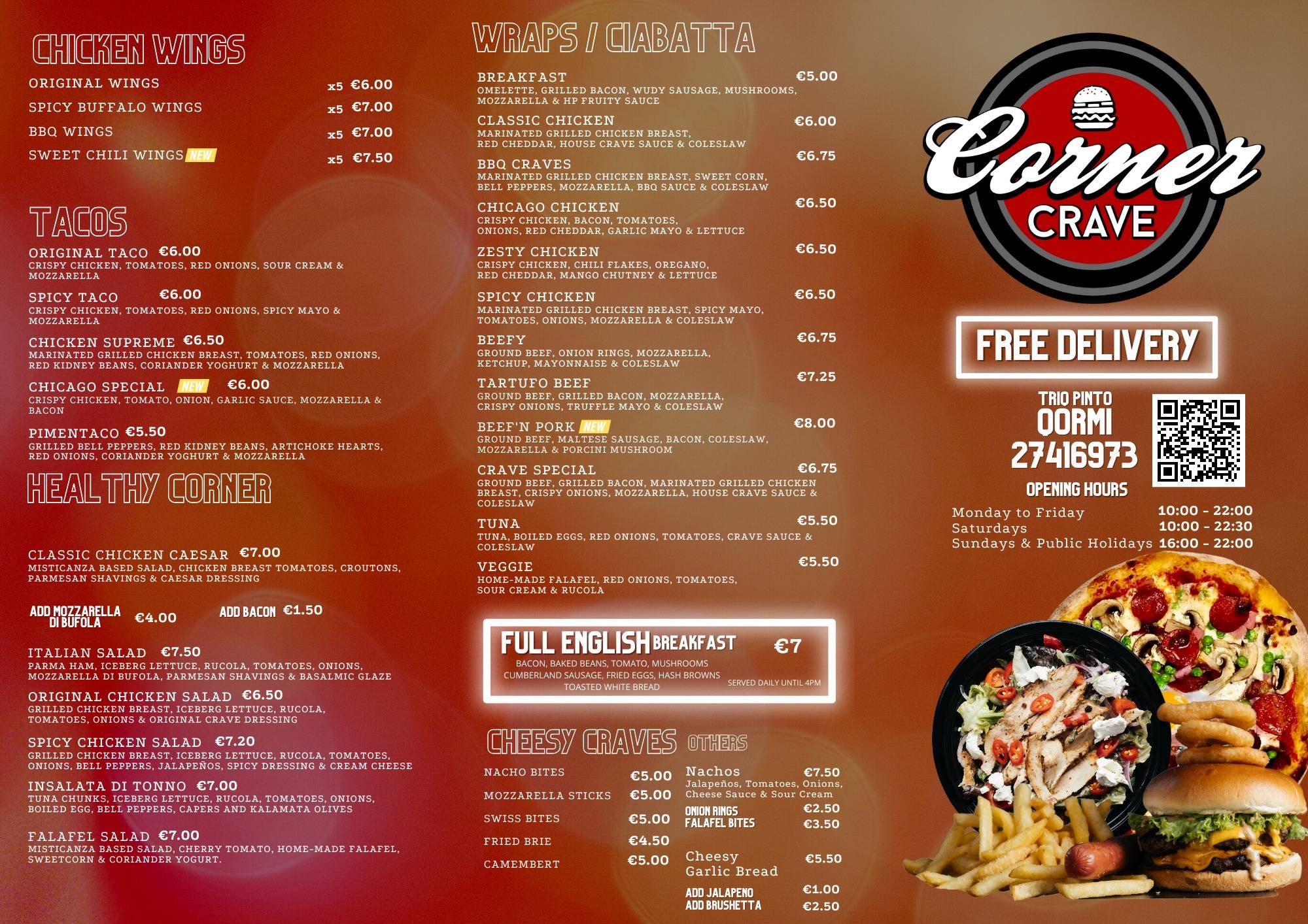 Menu at Corner Crave Qormi restaurant, Qormi