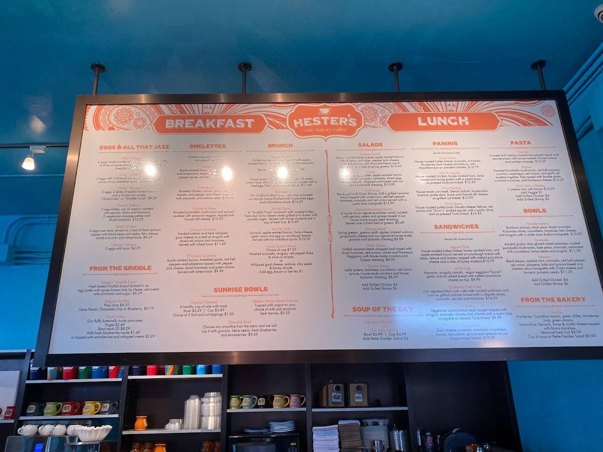 Menu at Hester's Cafe Six Points, Corpus Christi, S Alameda St