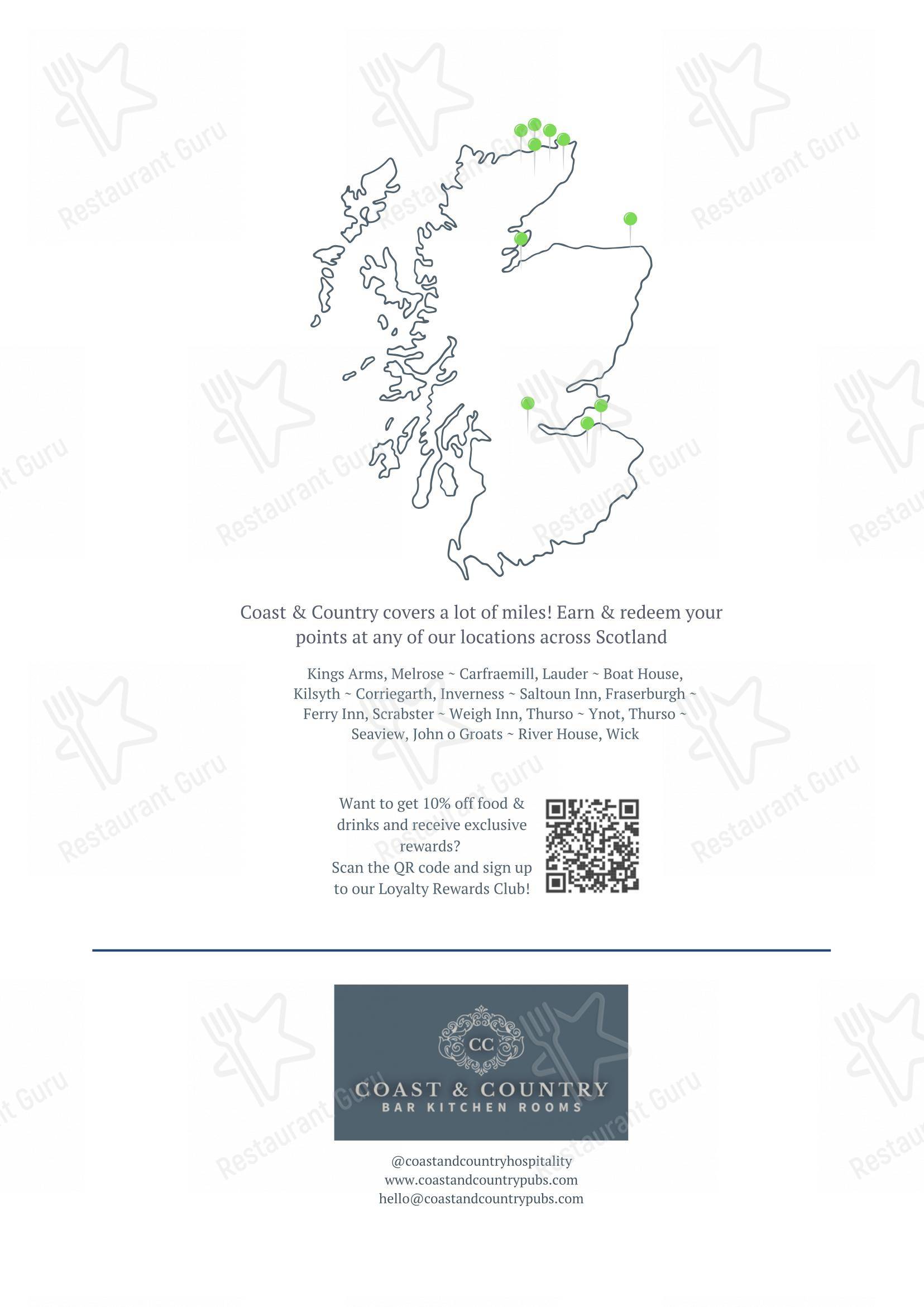 Menu at Corriegarth Hotel pub & bar, Inverness