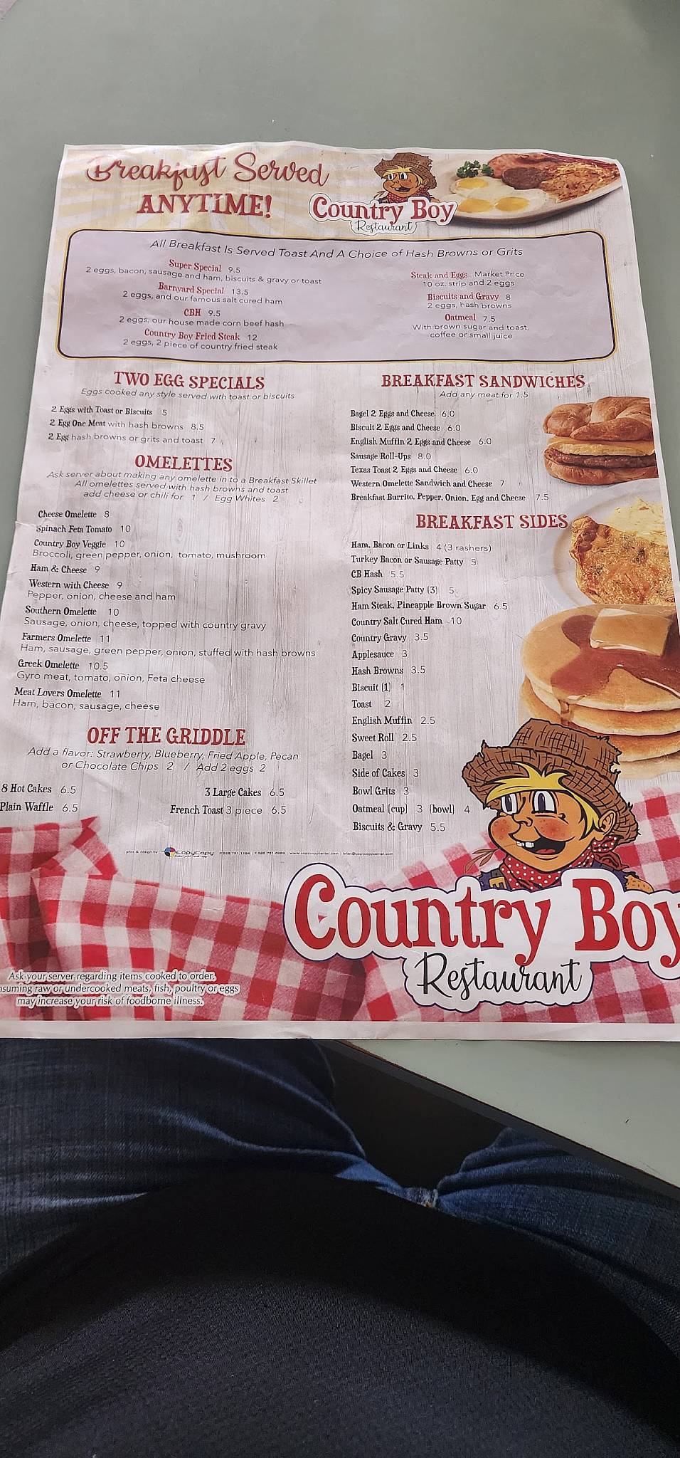Menu at Country Boy Restaurant, Hazel Park