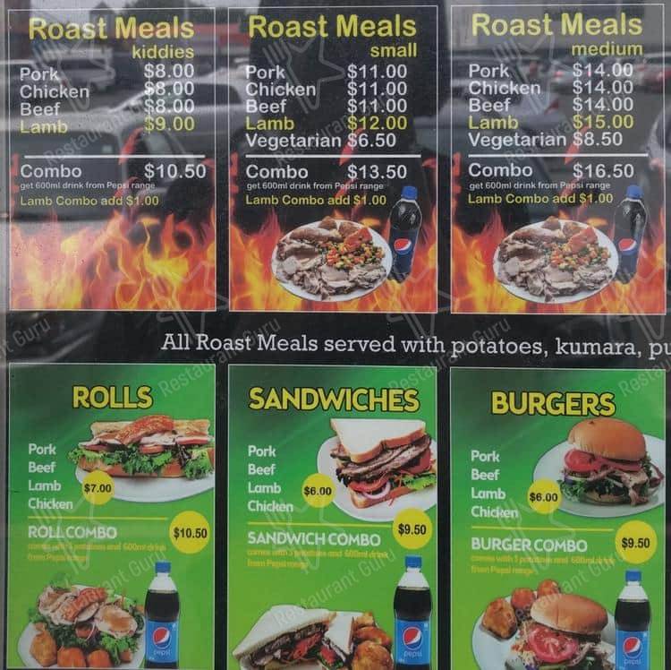 Menu at Country Roast, Auckland, 130J Dawson Road