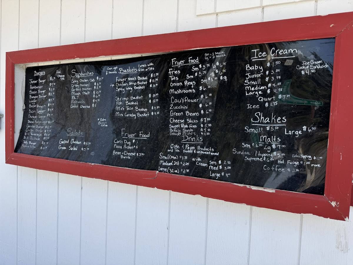 Menu at Cove Drive-In restaurant, Cove