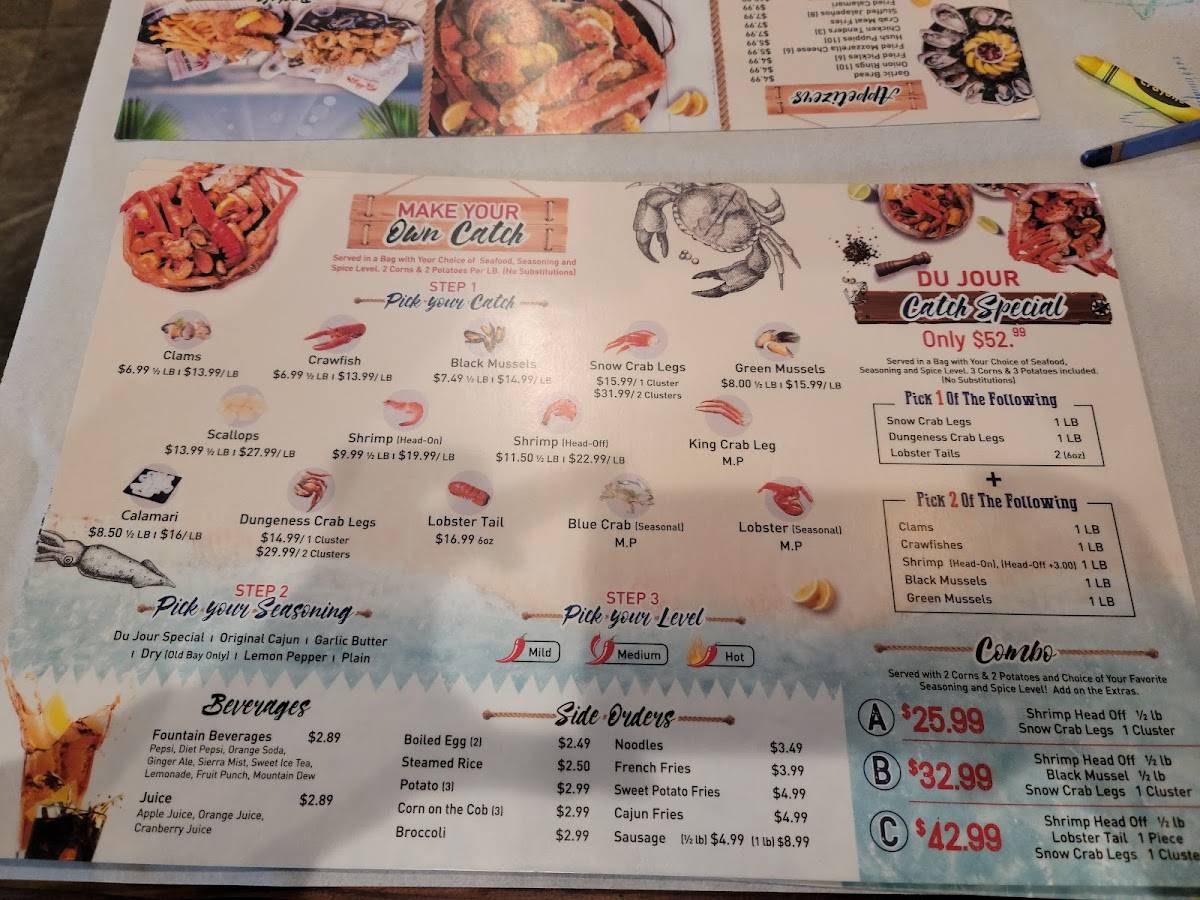 Menu at Crab Du Jour Cajun Seafood & Bar, Hamilton Township