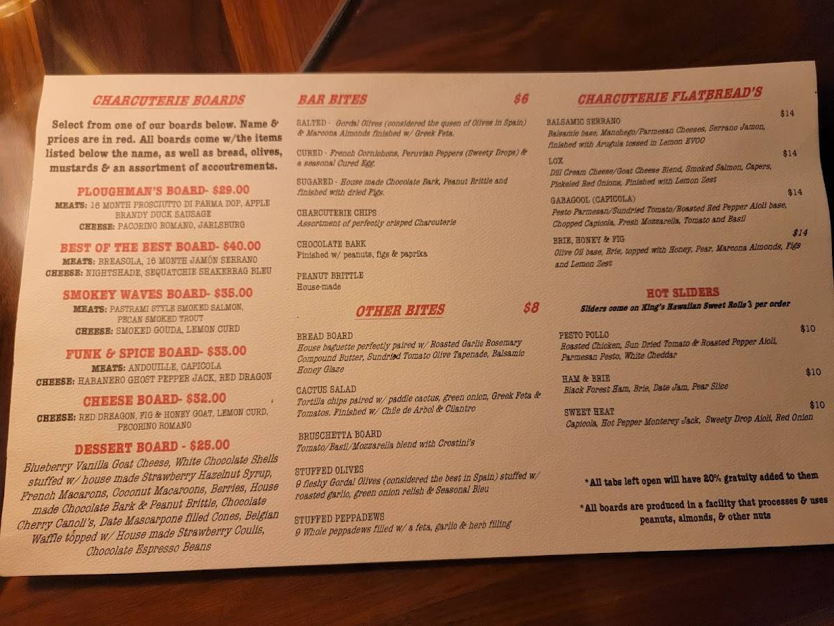 Menu at Crafted & Cured pub & bar, Troy