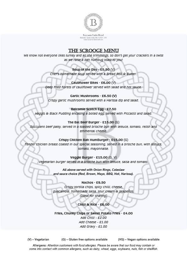 Menu at Balcomie Links Hotel restaurant, Crail