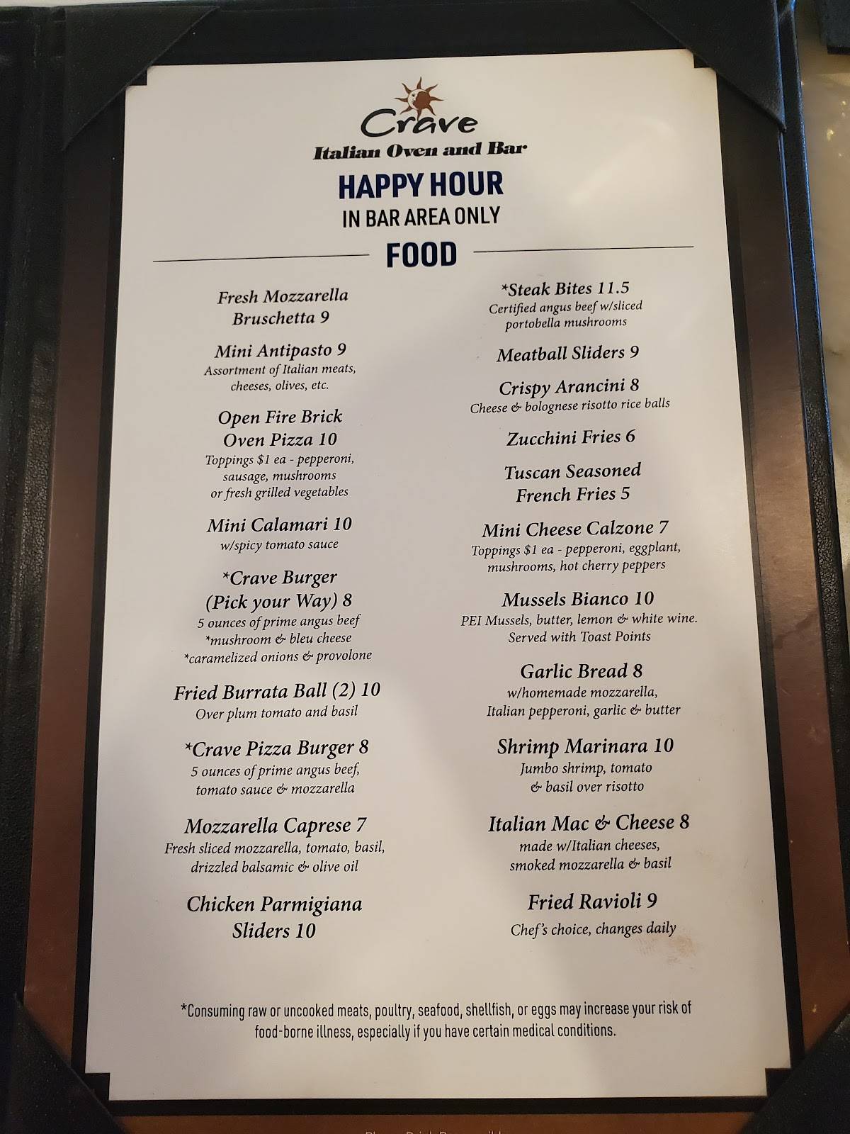 Menu at Crave Italian Oven & Bar North Myrtle Beach, North Myrtle Beach