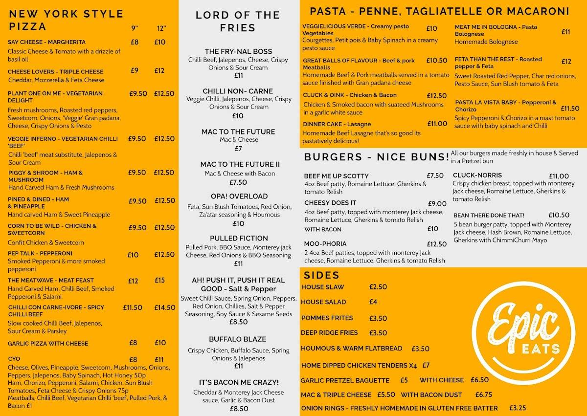 Menu at Crave Pizza restaurant, Southport