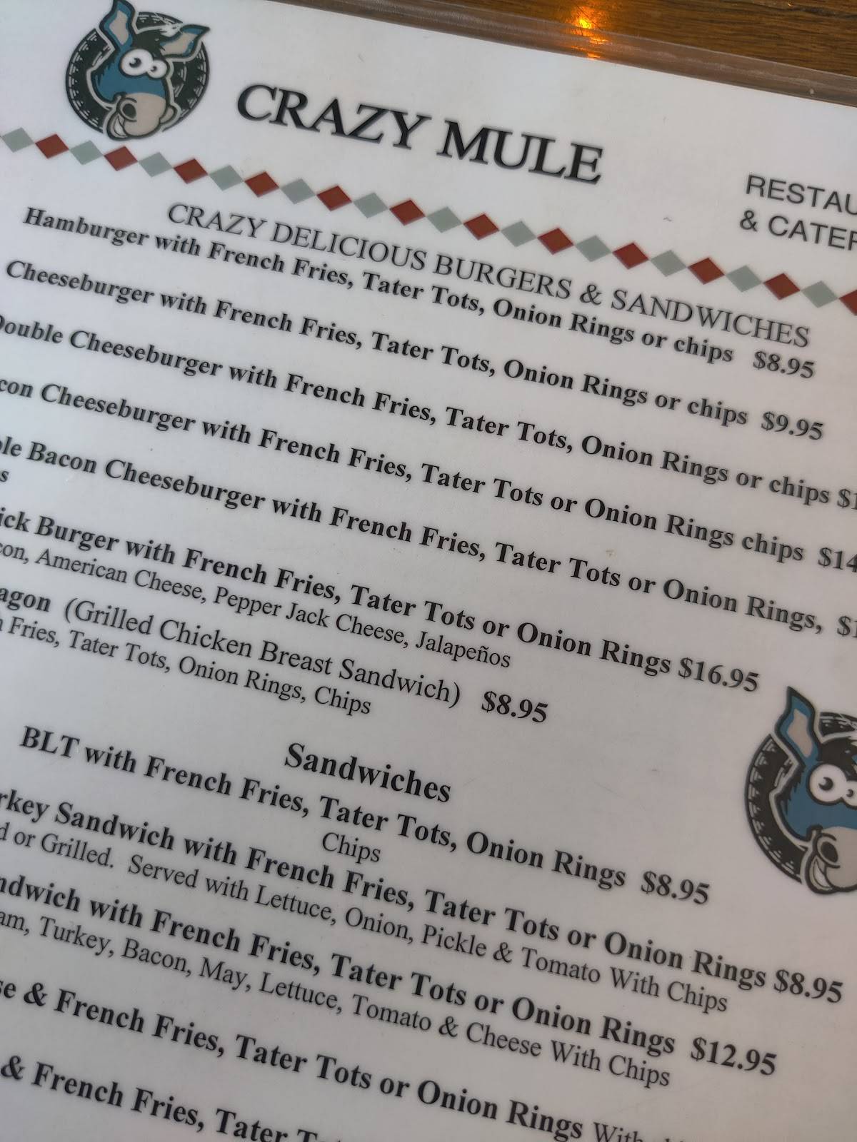 Menu at Crazy Mule Restaurant and Catering, Greensburg