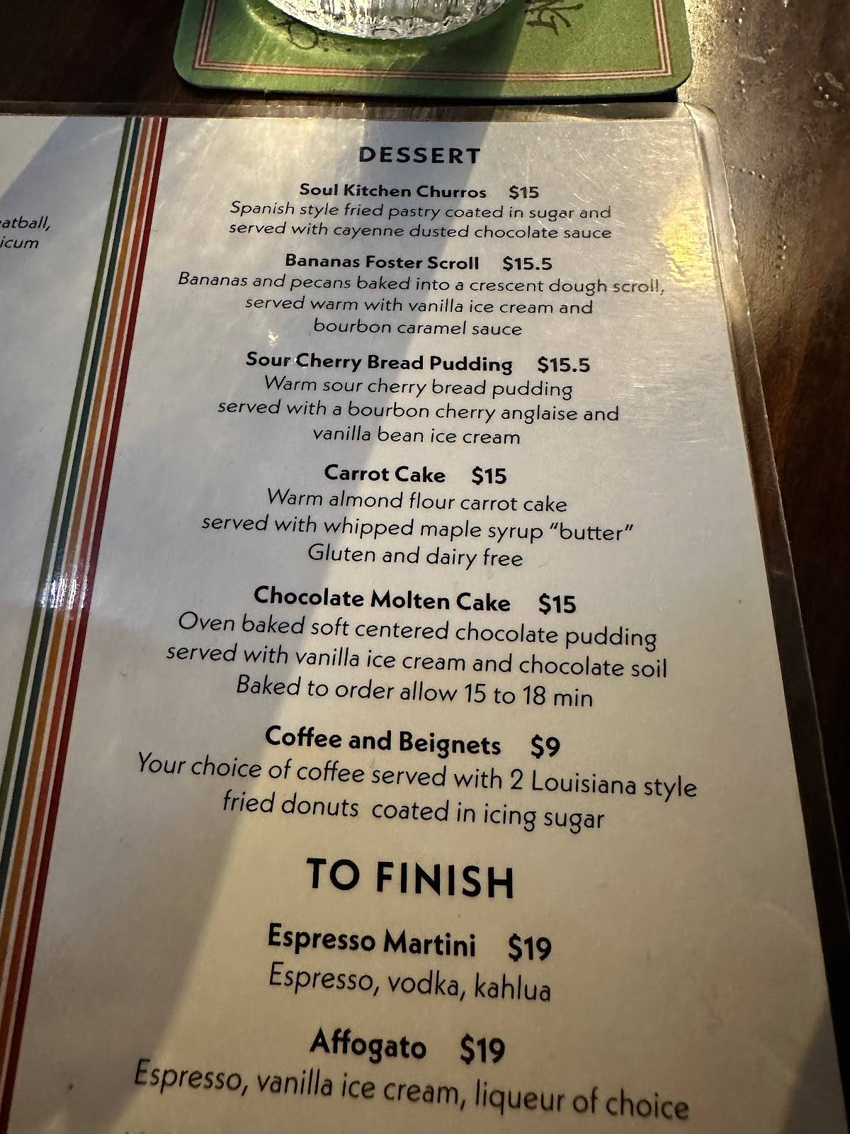 Menu at Creole Soul Kitchen restaurant, Spring Hill