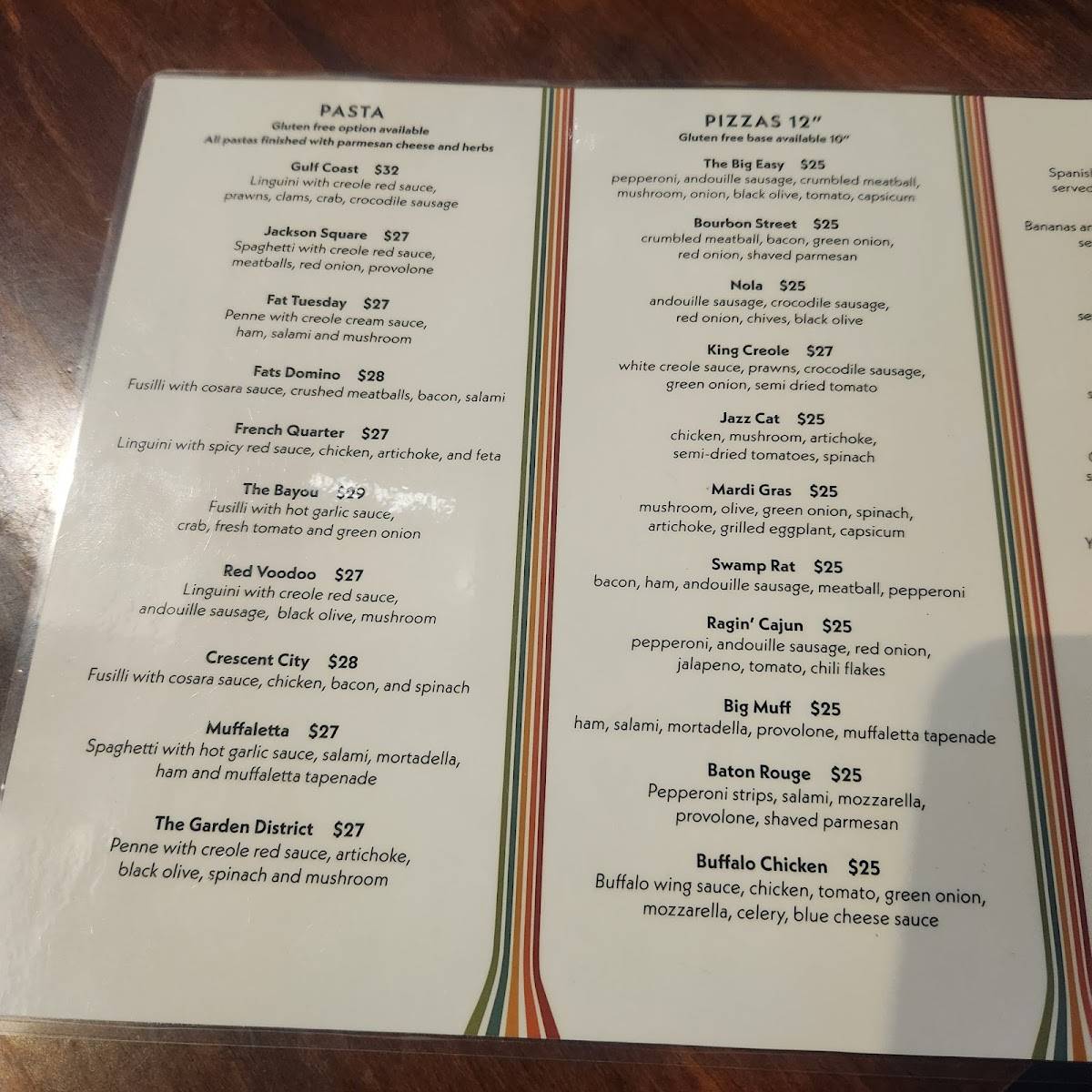 Menu at Creole Soul Kitchen restaurant, Spring Hill