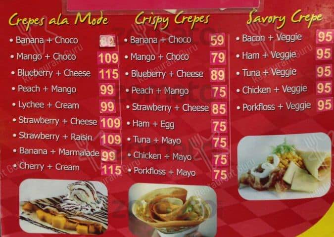 Menu at Crepe Delight desserts, Manila