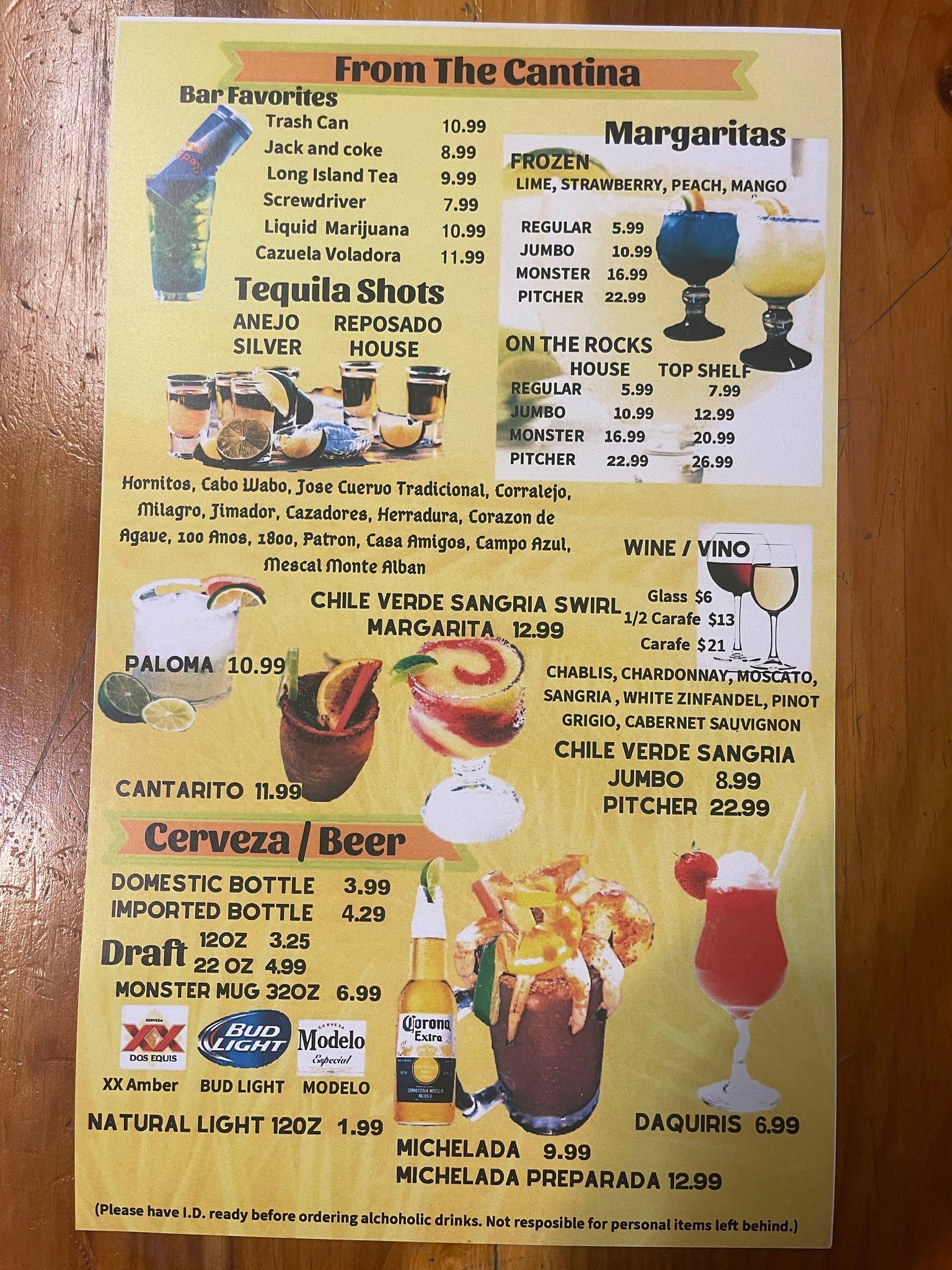 Menu at Chile Verde Mexican Restaurant, Wilkesboro