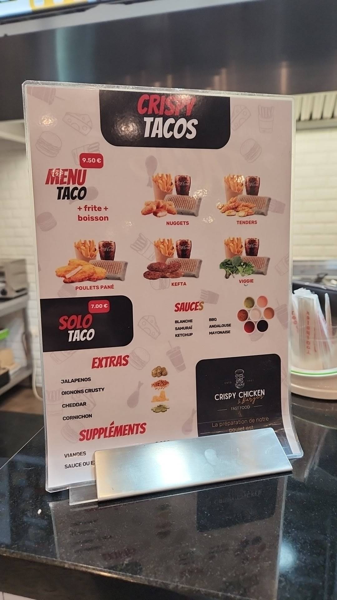 Menu au Crispy Chicken & Burger, Bruxelles