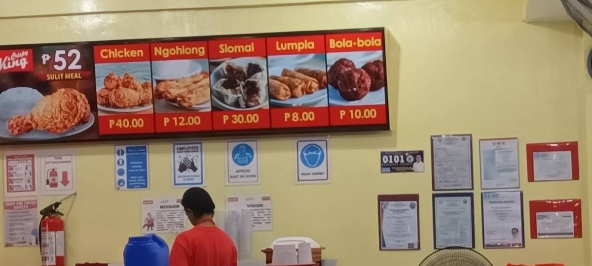 Menu at Crispy King restaurant, Tiaong