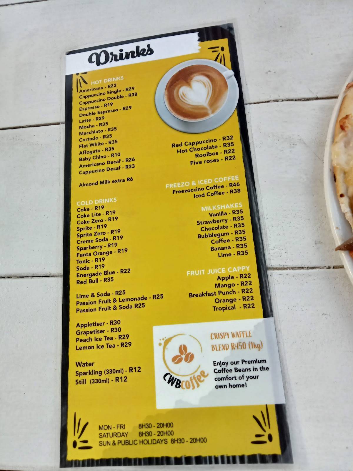 Menu at Crispy Waffles and Pizza restaurant, Randburg
