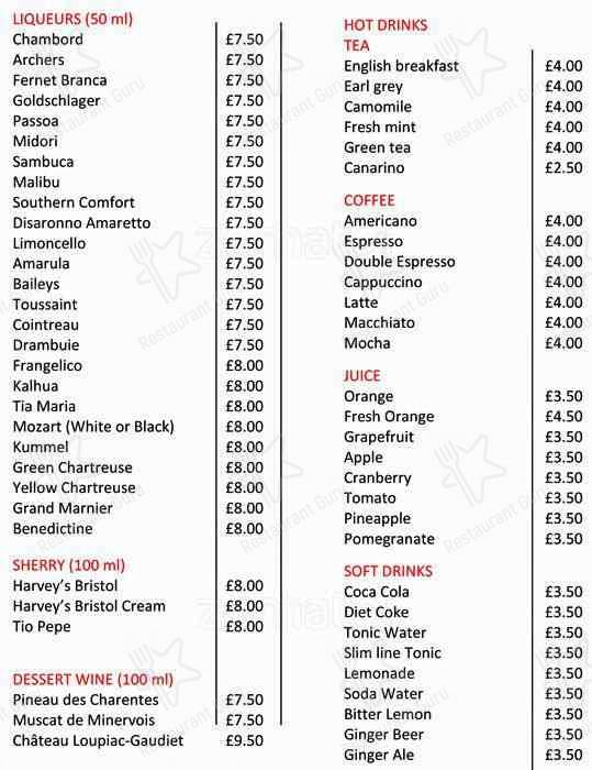 Menu at Criterion Restaurant, London, 224 Piccadilly