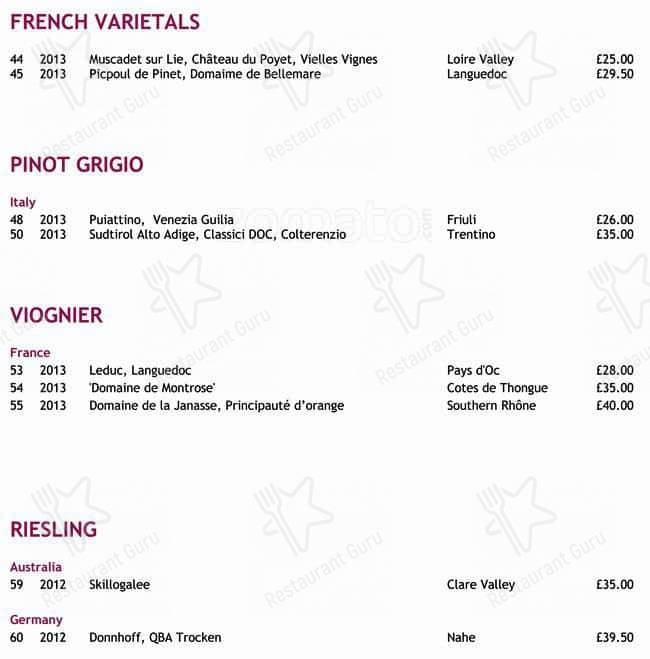 Menu at Criterion Restaurant, London, 224 Piccadilly
