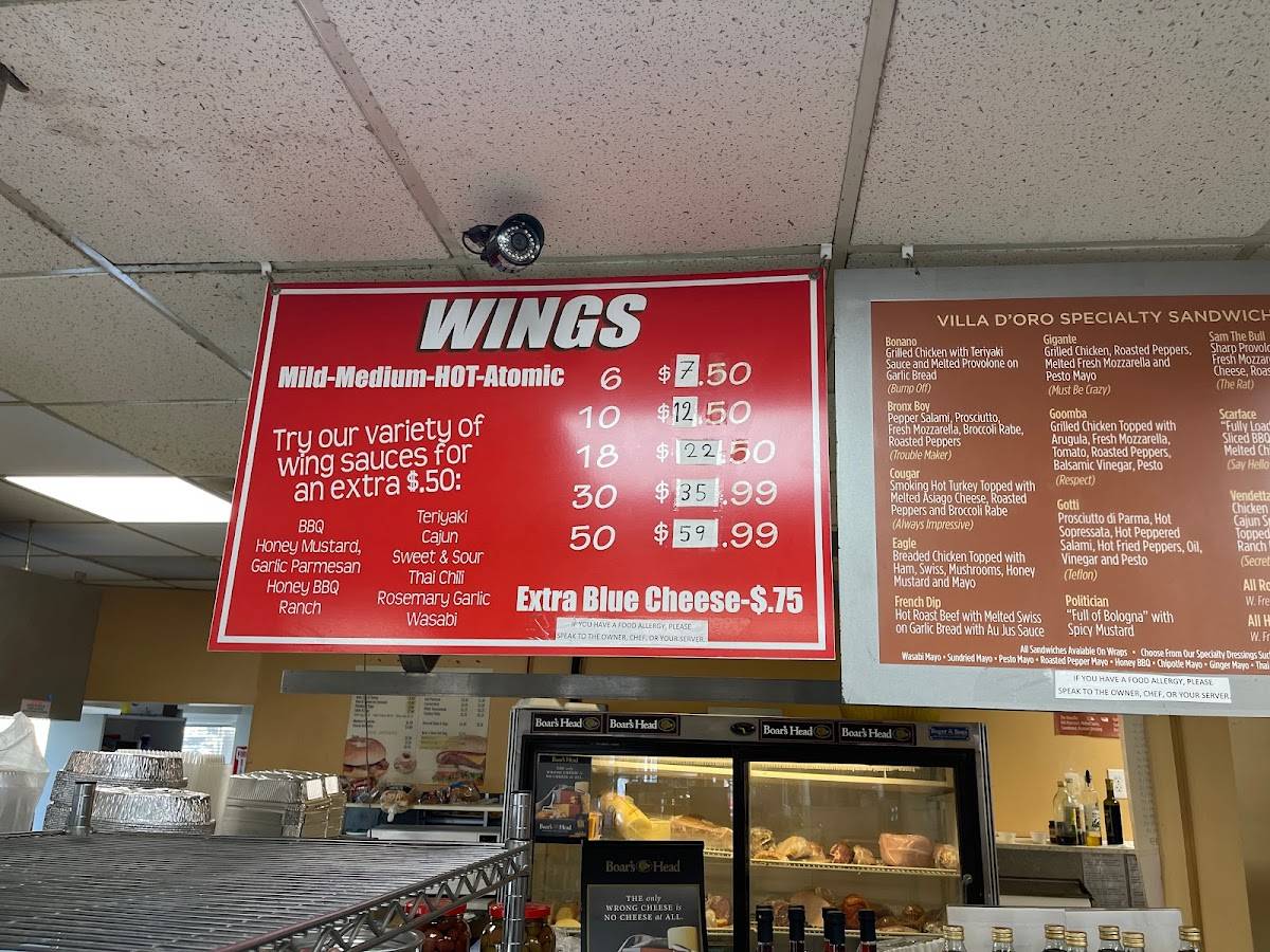 Menu at Villa D'oro Italian Deli and Bakery, Croton-on-Hudson