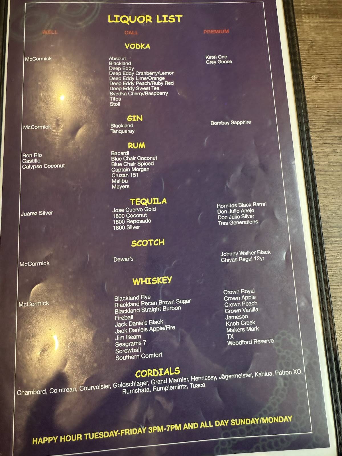 Menu at Boo Rays of New Orleans restaurant, Crowley