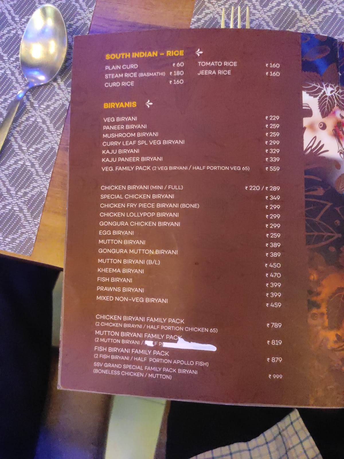 Menu at Curry Leaf Restaurant, Hyderabad, Rester Hotel