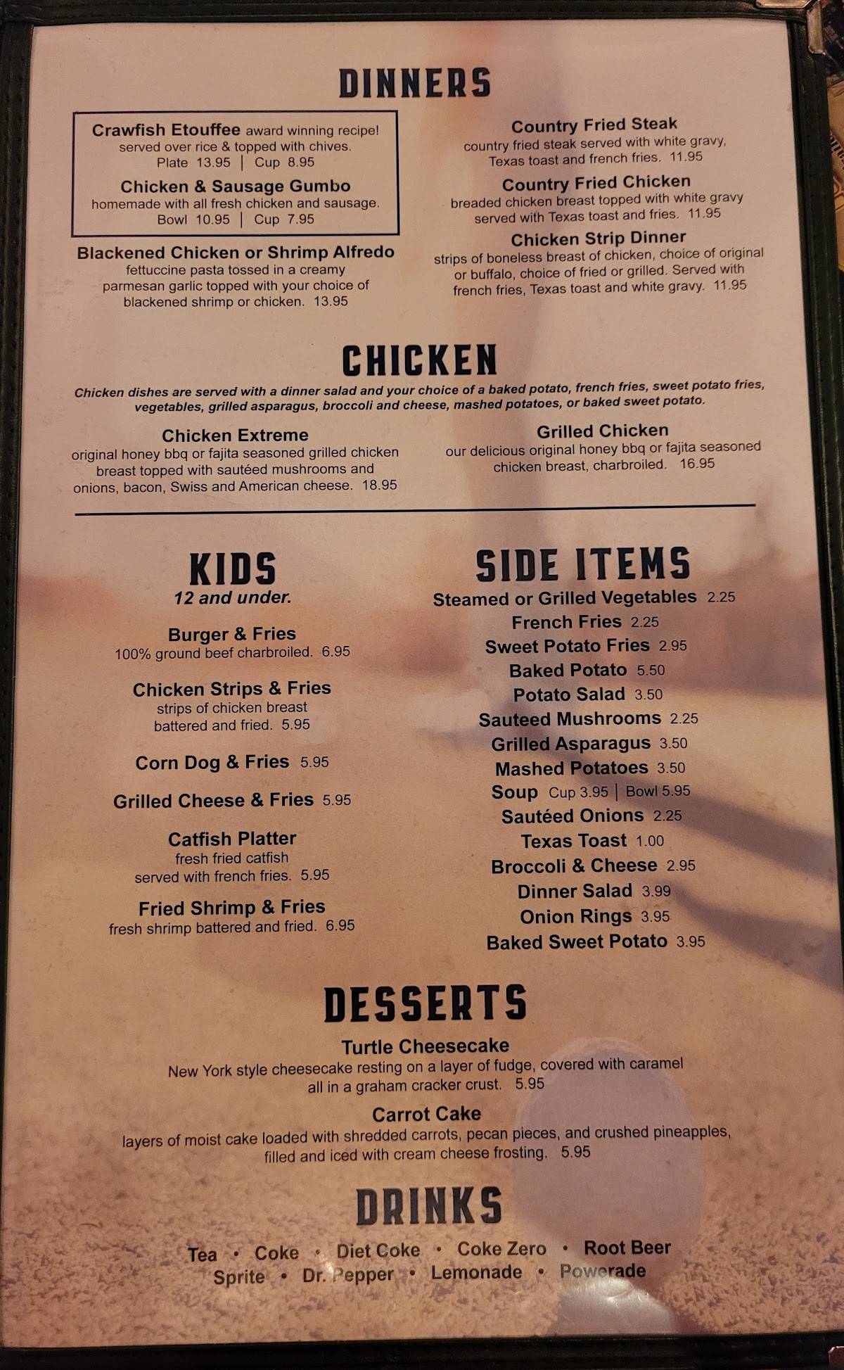 Menu at D C's Sports Bar & Steakhouse, Eunice