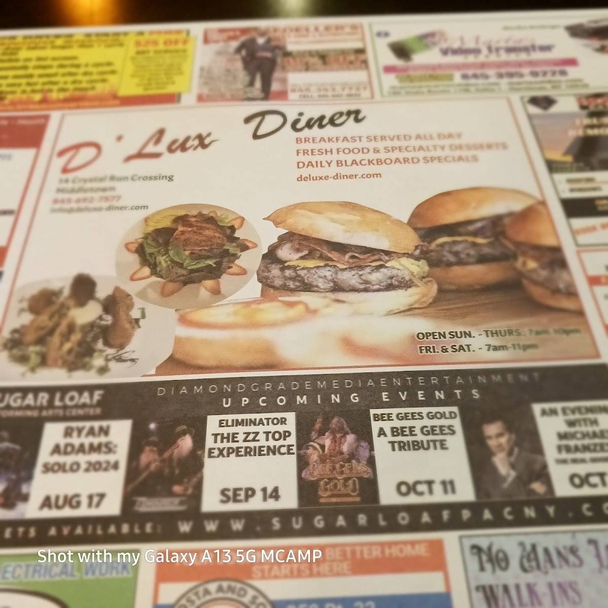 Menu at D lux Diner pub & bar, Middletown