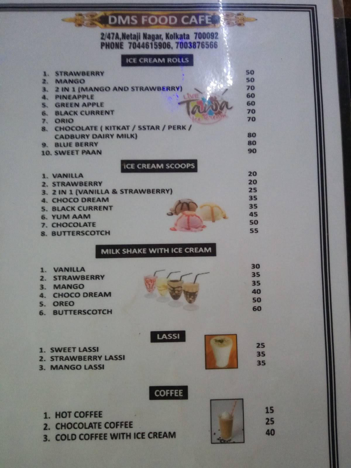 Menu at DMS FOOD CAFE, Kolkata, 2