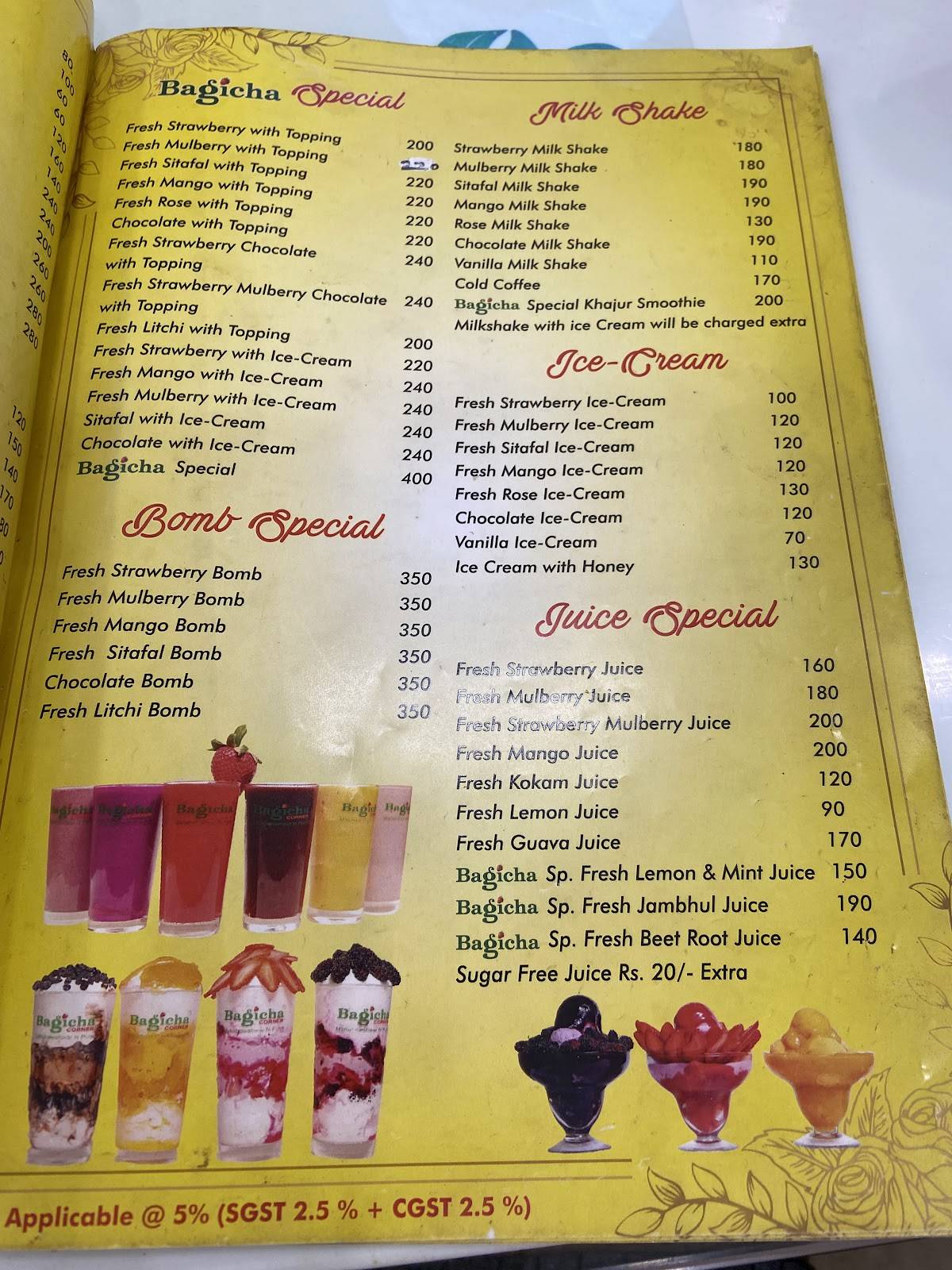 Menu at DM's Bagicha Corner, Mahabaleshwar