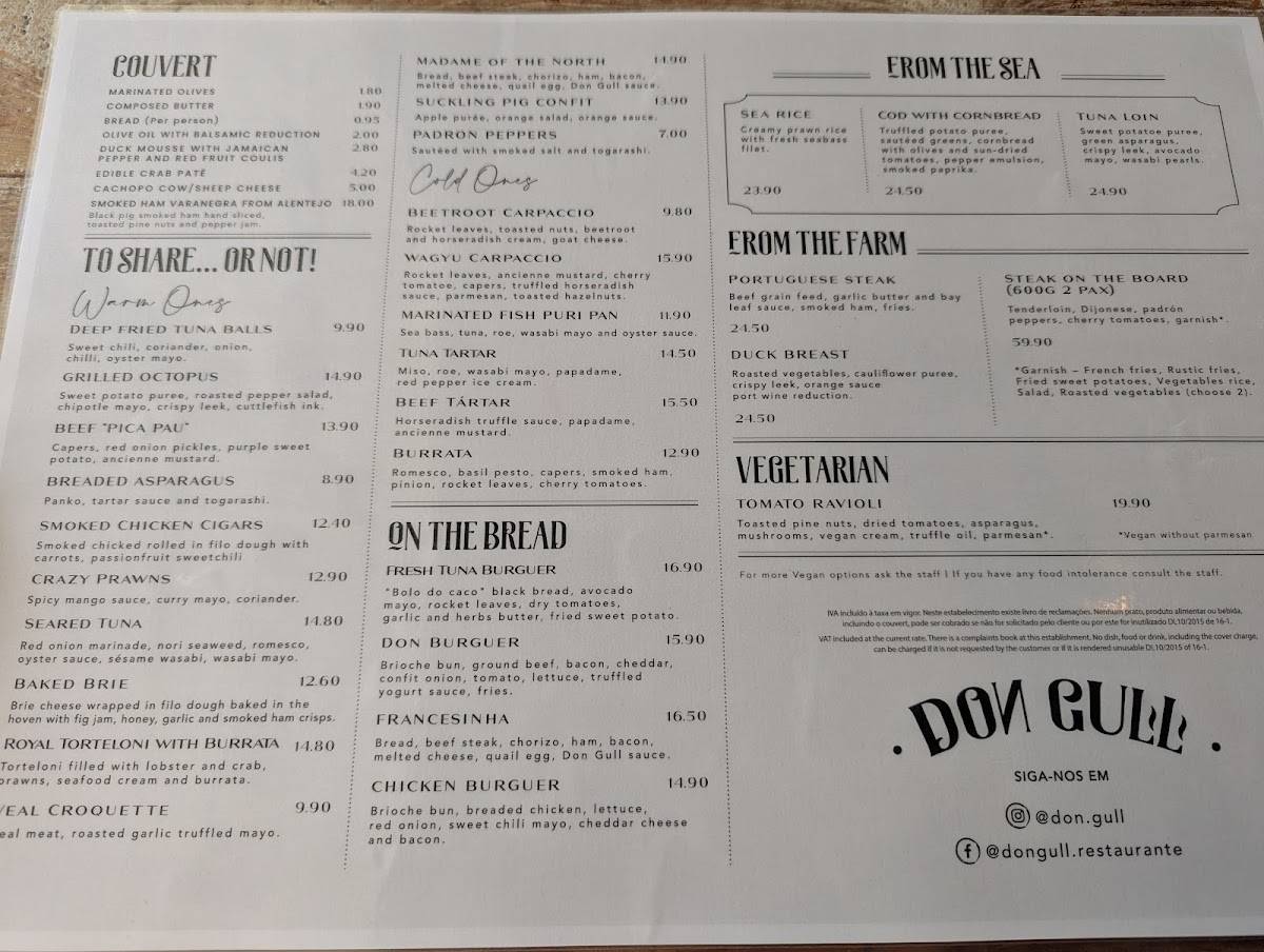 Menu em DON GULL restaurante, Lagos