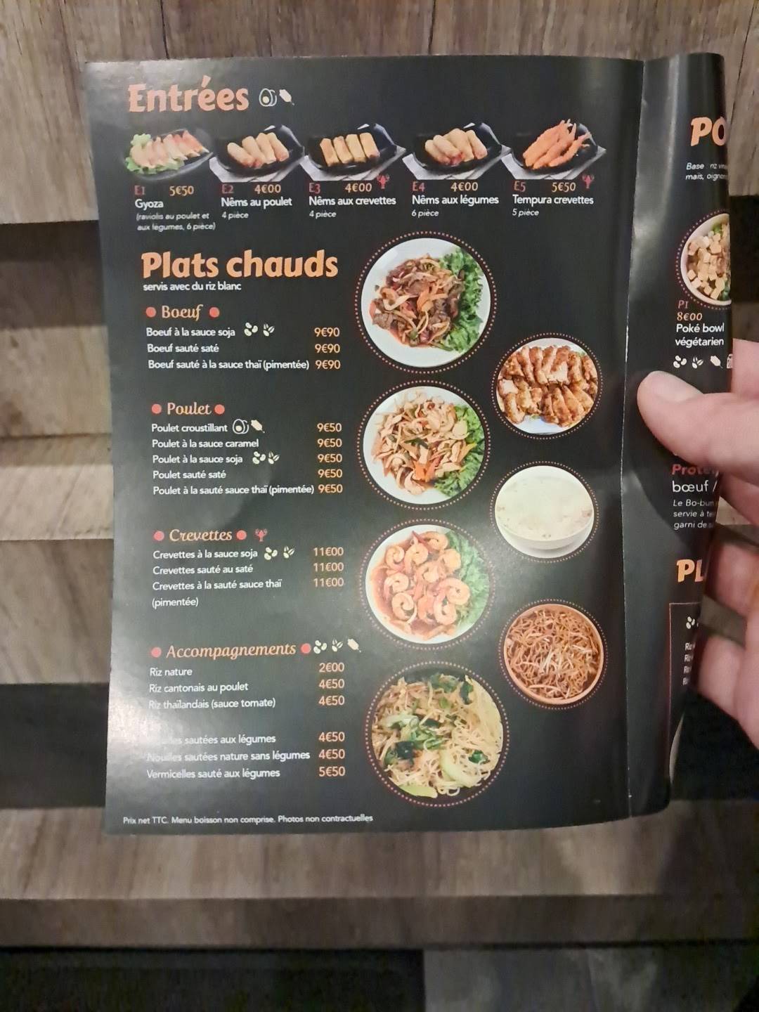 Menu au Du Bol restaurant, Dunkerque