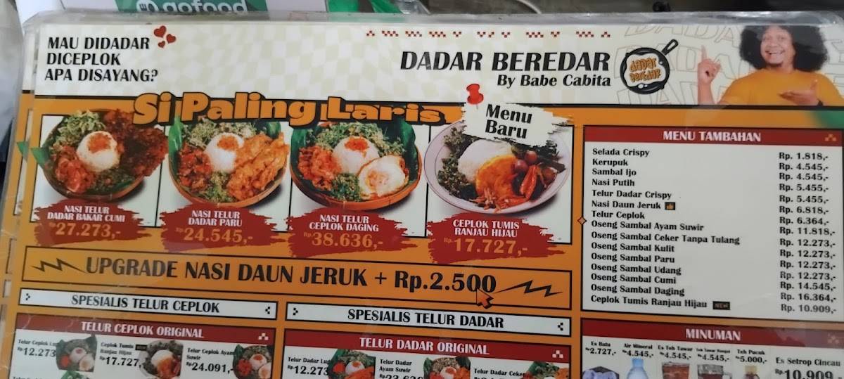 Menu at Dadar Beredar - Karawang, Indonesia