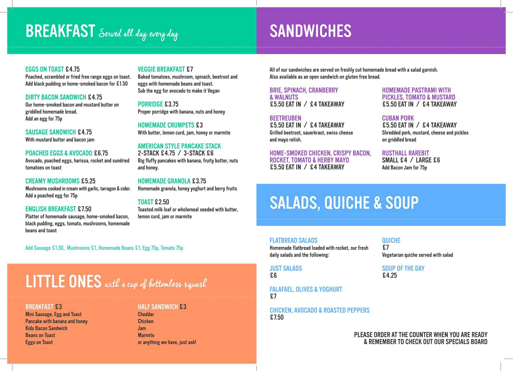 Menu at Daily Bread cafe, Royal Tunbridge Wells, 27-29 Rusthall High St