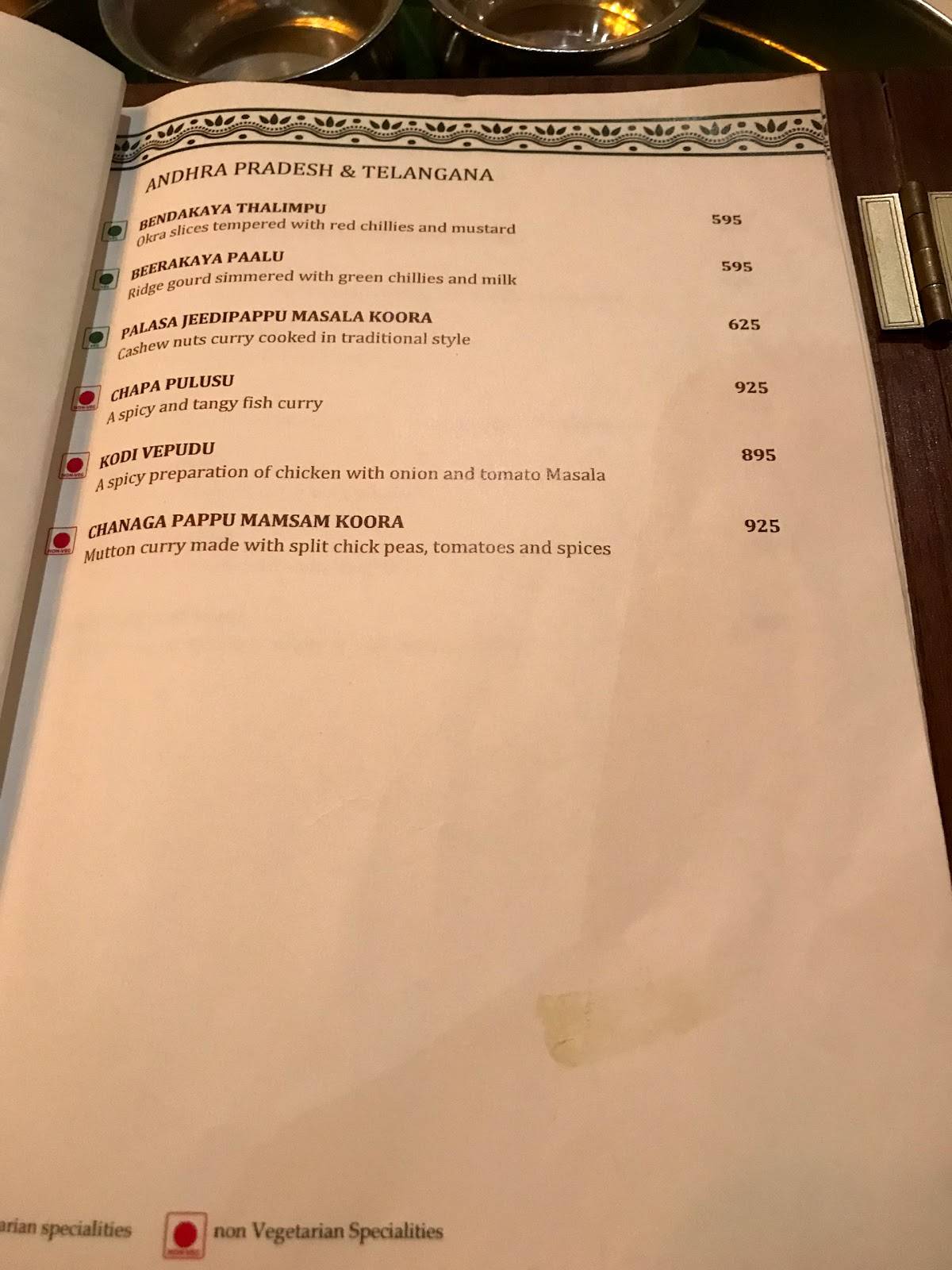 Menu at Dakshin, Chennai, Crowne Plaza Chennai Adyar Park