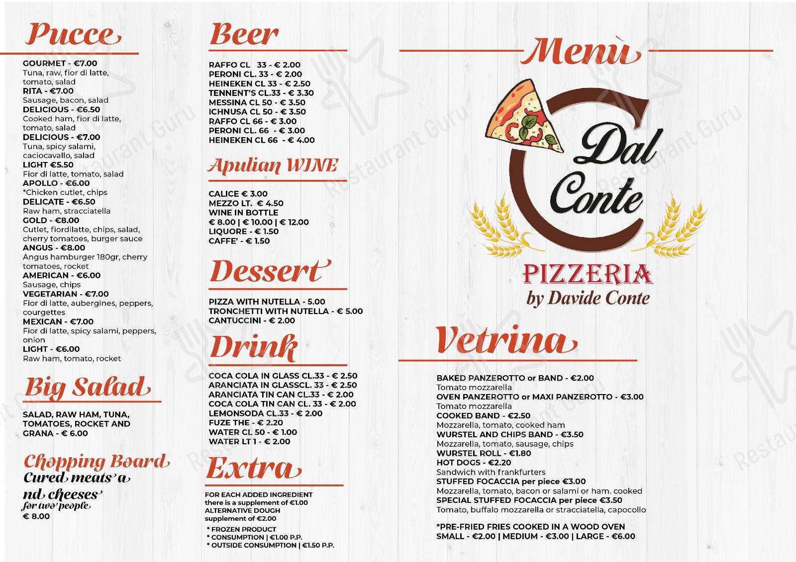 Menu da Dal Conte ristorante, Martina Franca