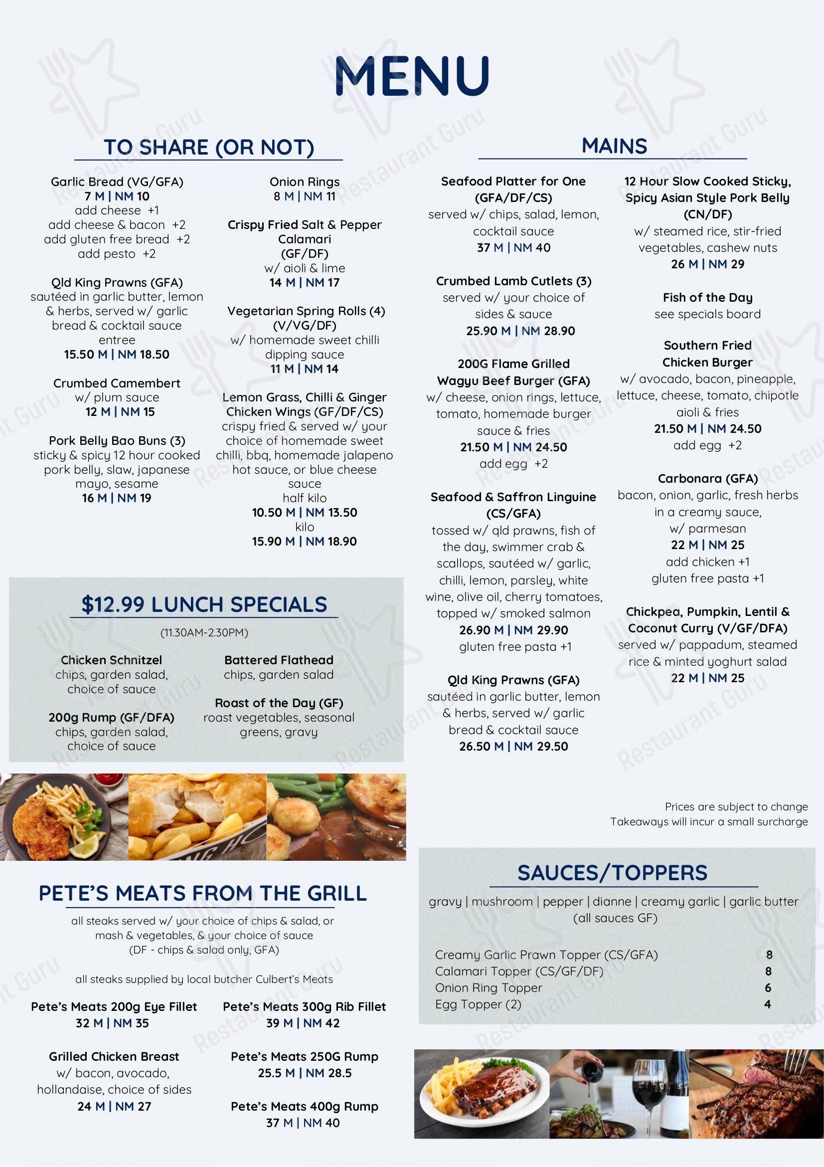 Menu at Dalby Leagues Club, Dalby