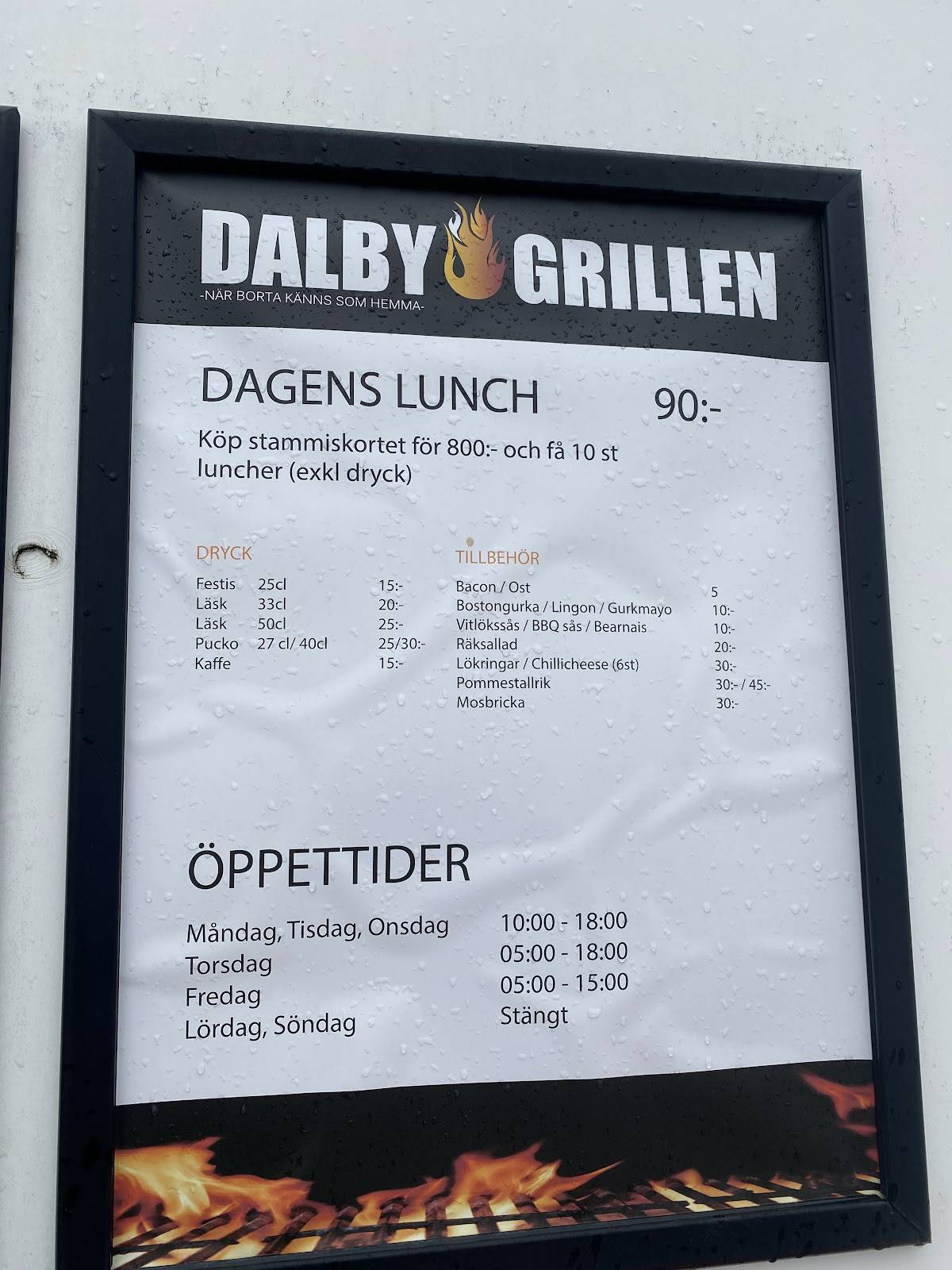 Menu at DalbyGrillen restaurant, Dalby