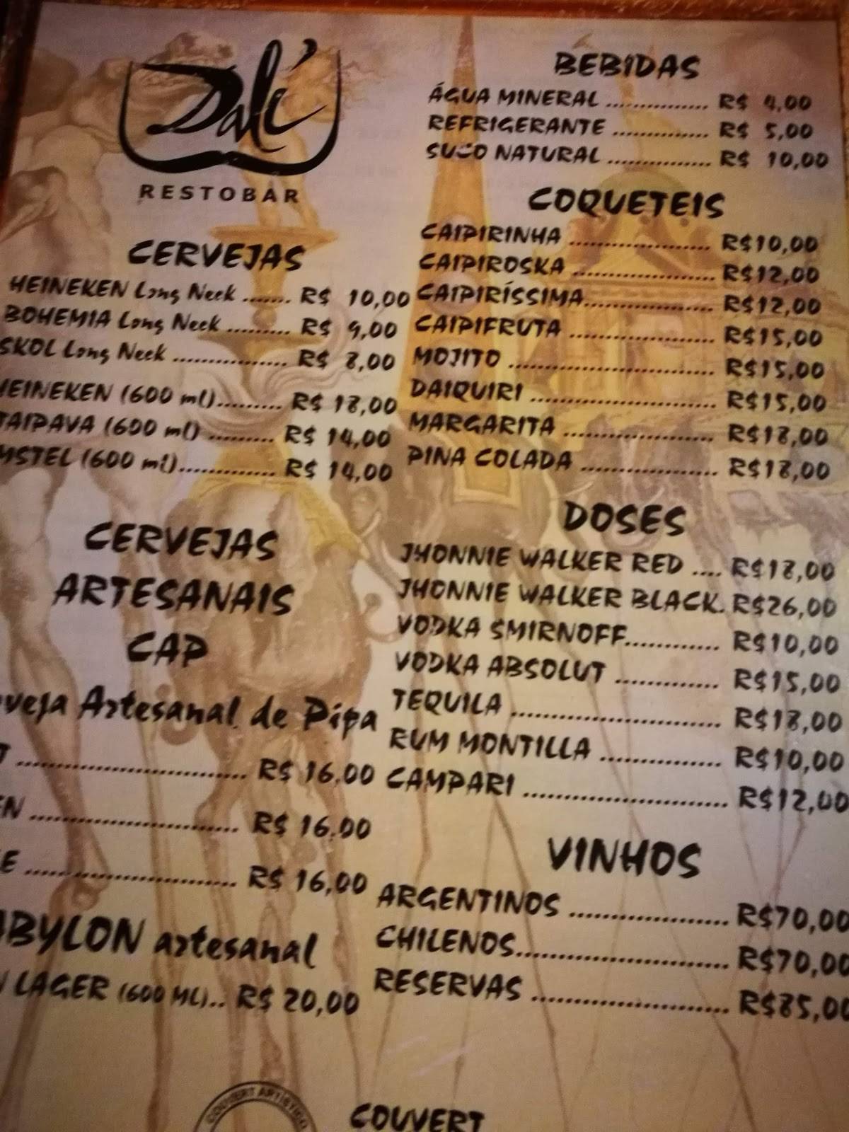 Menu em Dali Restaurante e Bar, Pipa