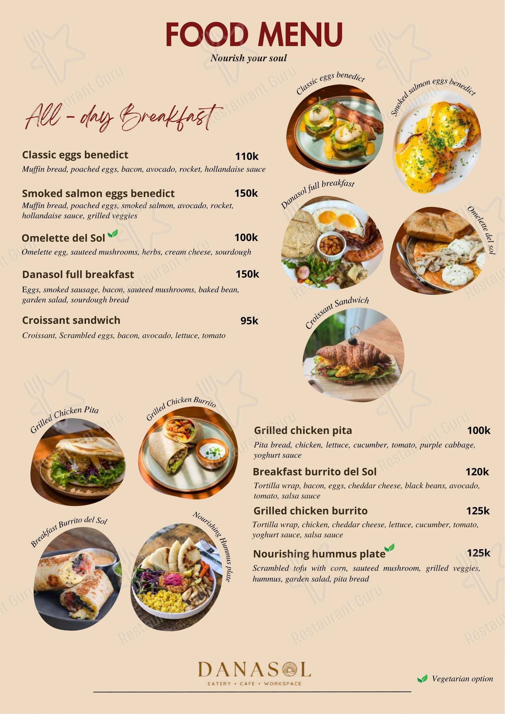 Menu at Danasol restaurant, Da Nang