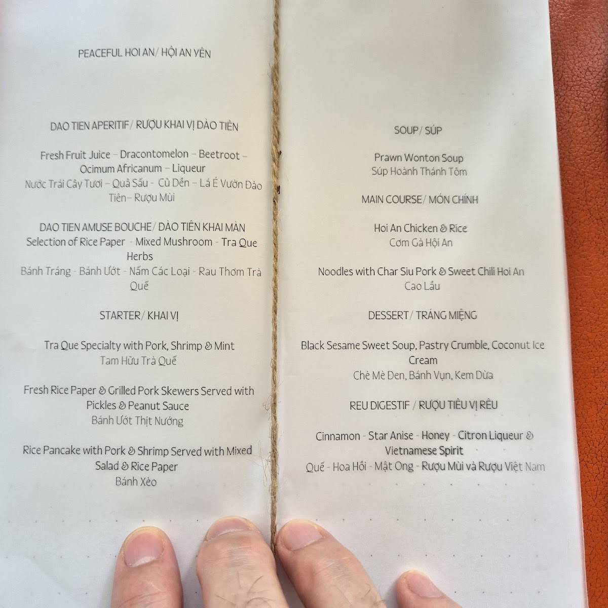 Menu at Đào Tiên Restaurant, Hoi An