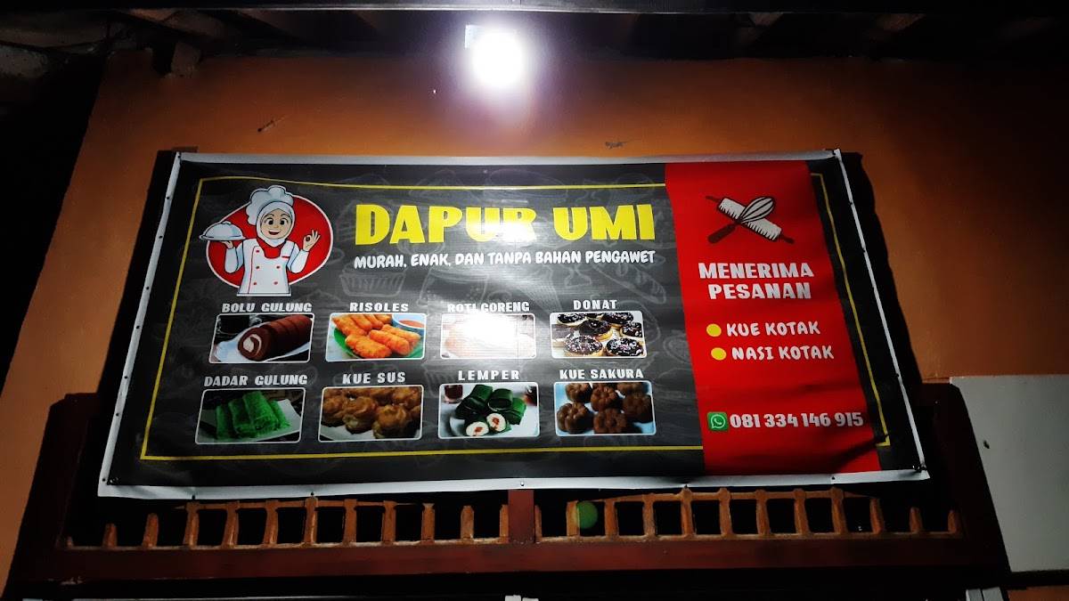 Carta de "Dapur UMI" (menerima pesanan kue dan nasi kotak), Indonesia