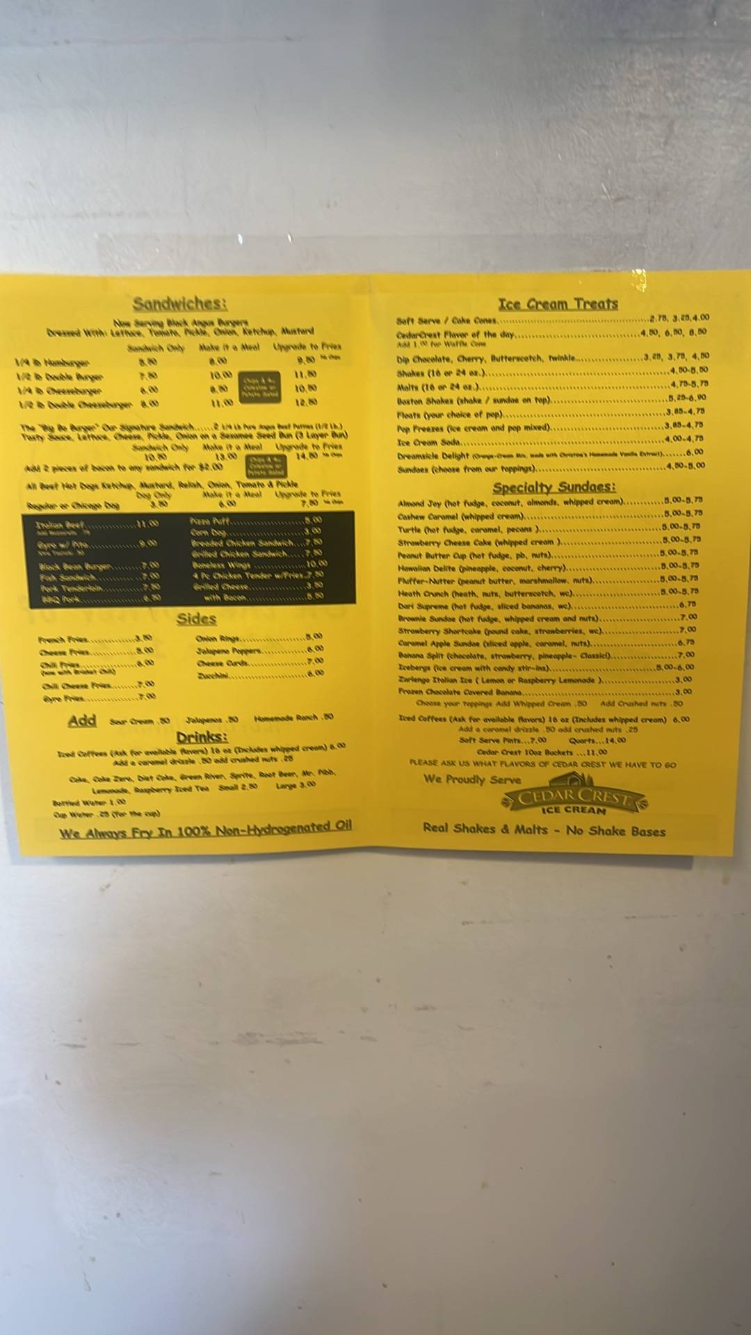 Menu at Dari cafe, Hebron