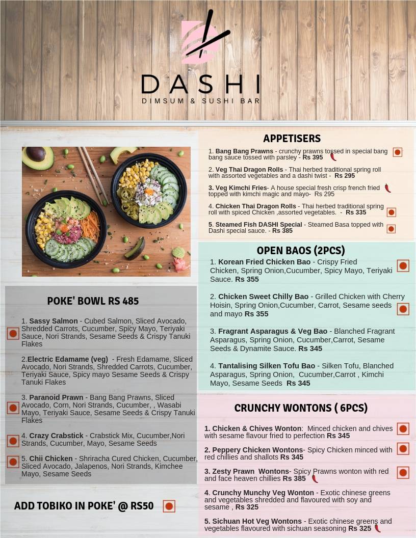 Menu at Dashi, New Delhi, shop no 4