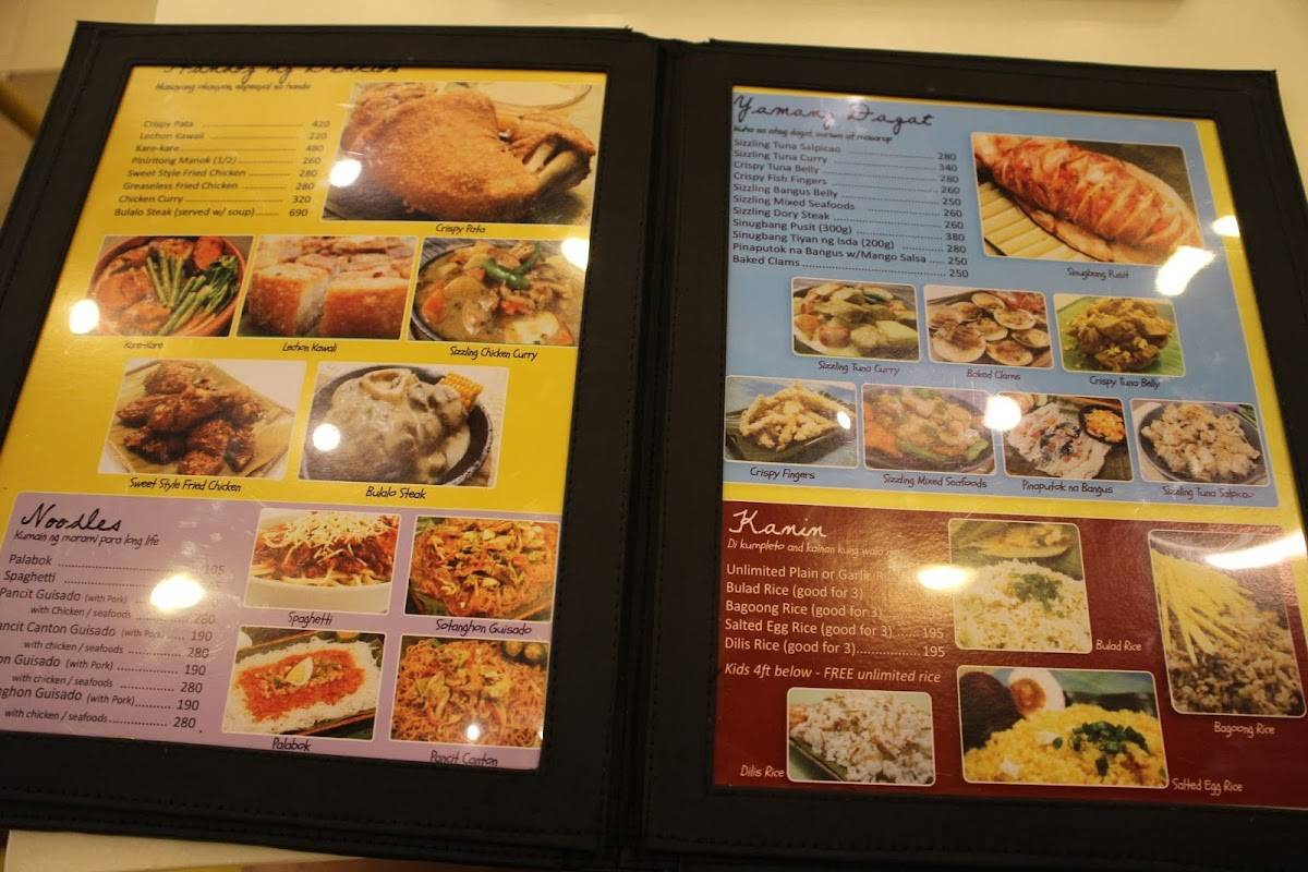 Menu at Dencio's Kamayan SM Lanang restaurant, Davao City