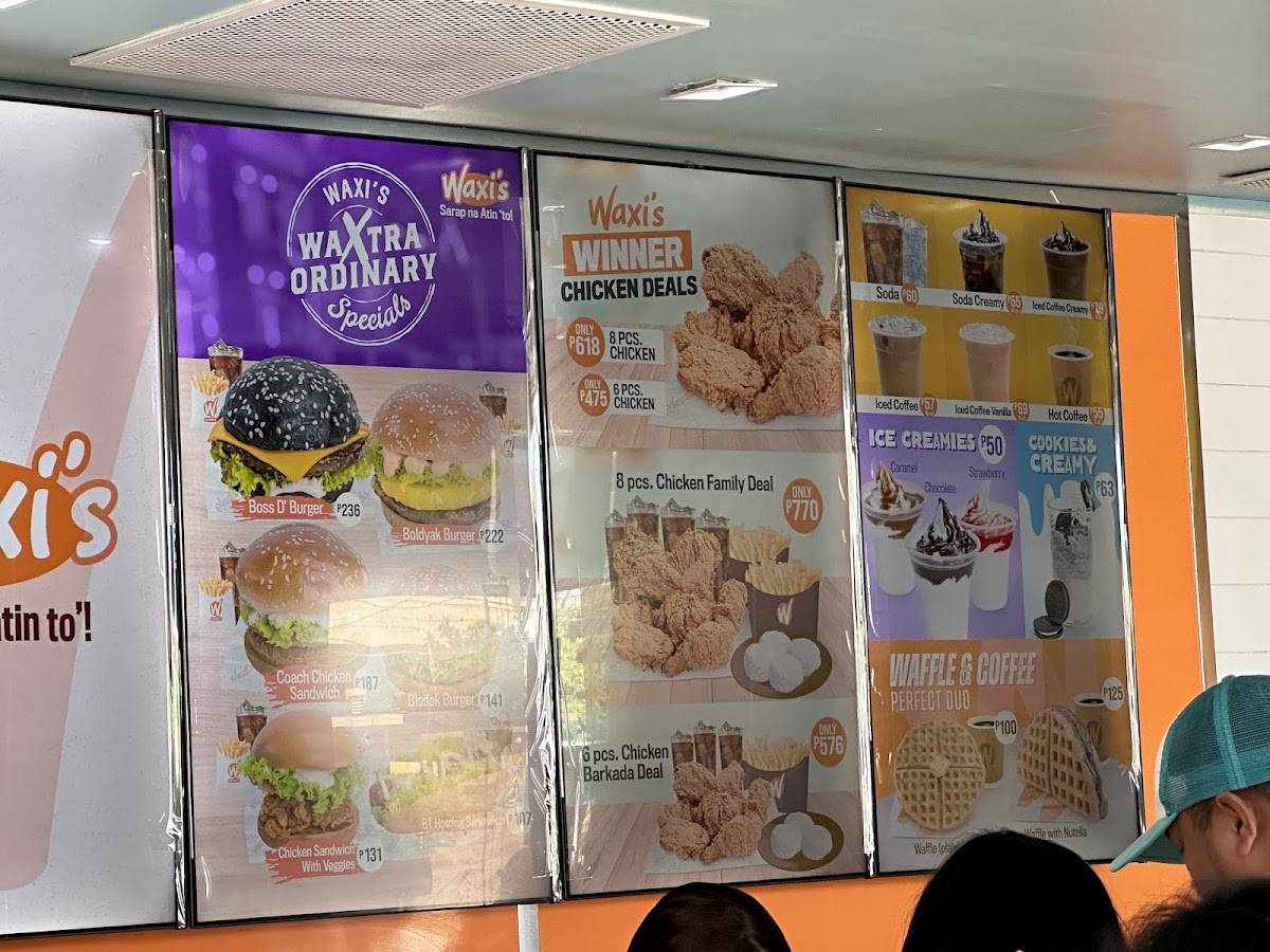 Menu at Waxi's restaurant, Davao City
