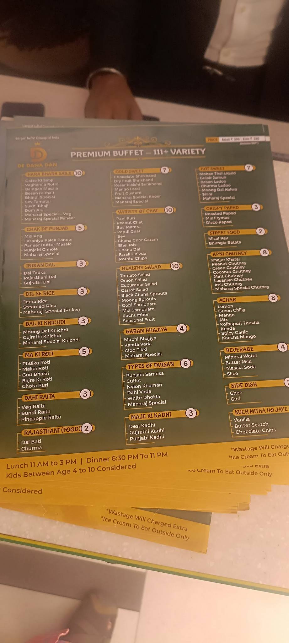 Menu at De Dana Dan Restaurant, Pune