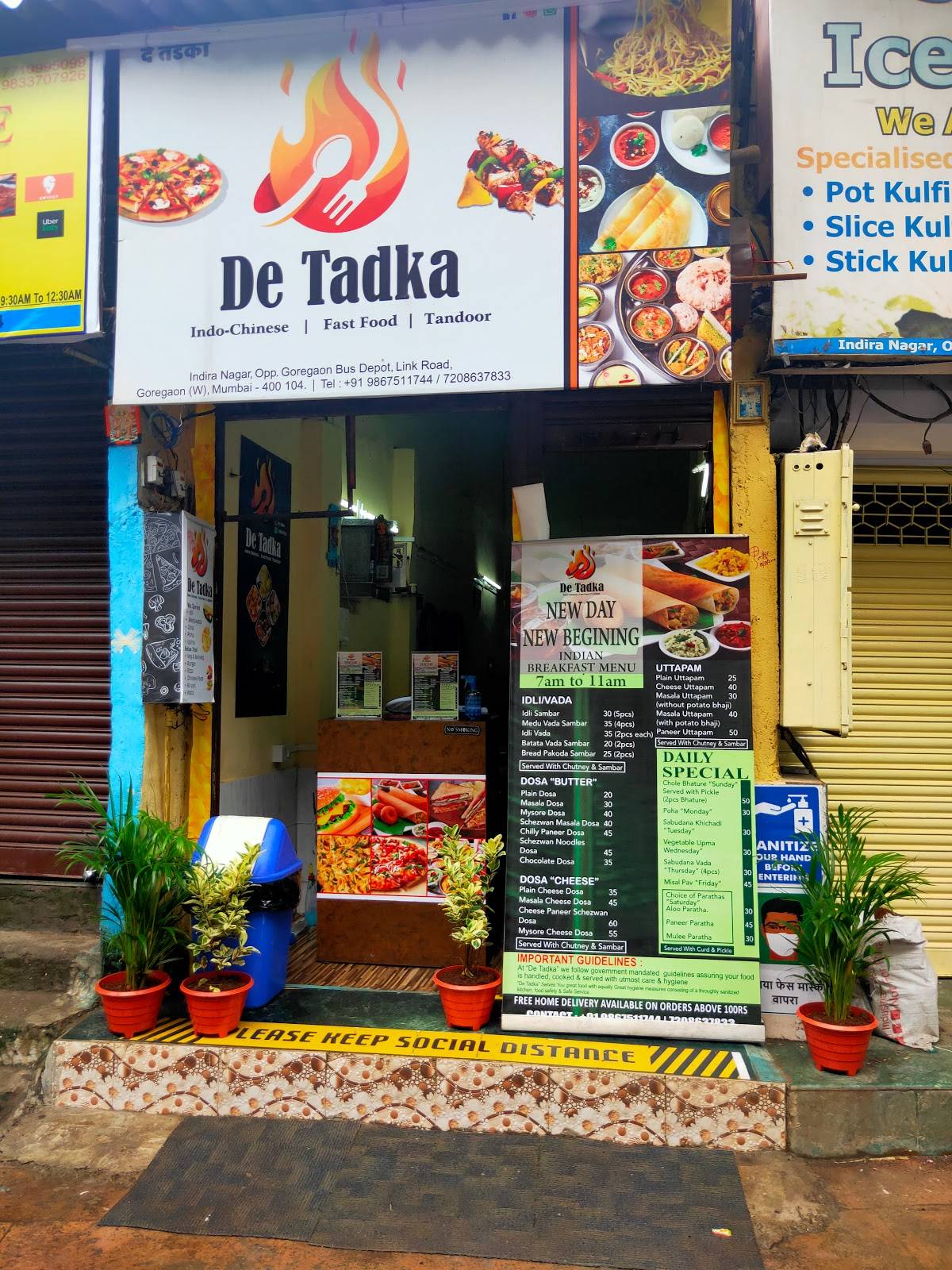 Menu at De Tadka, Mumbai