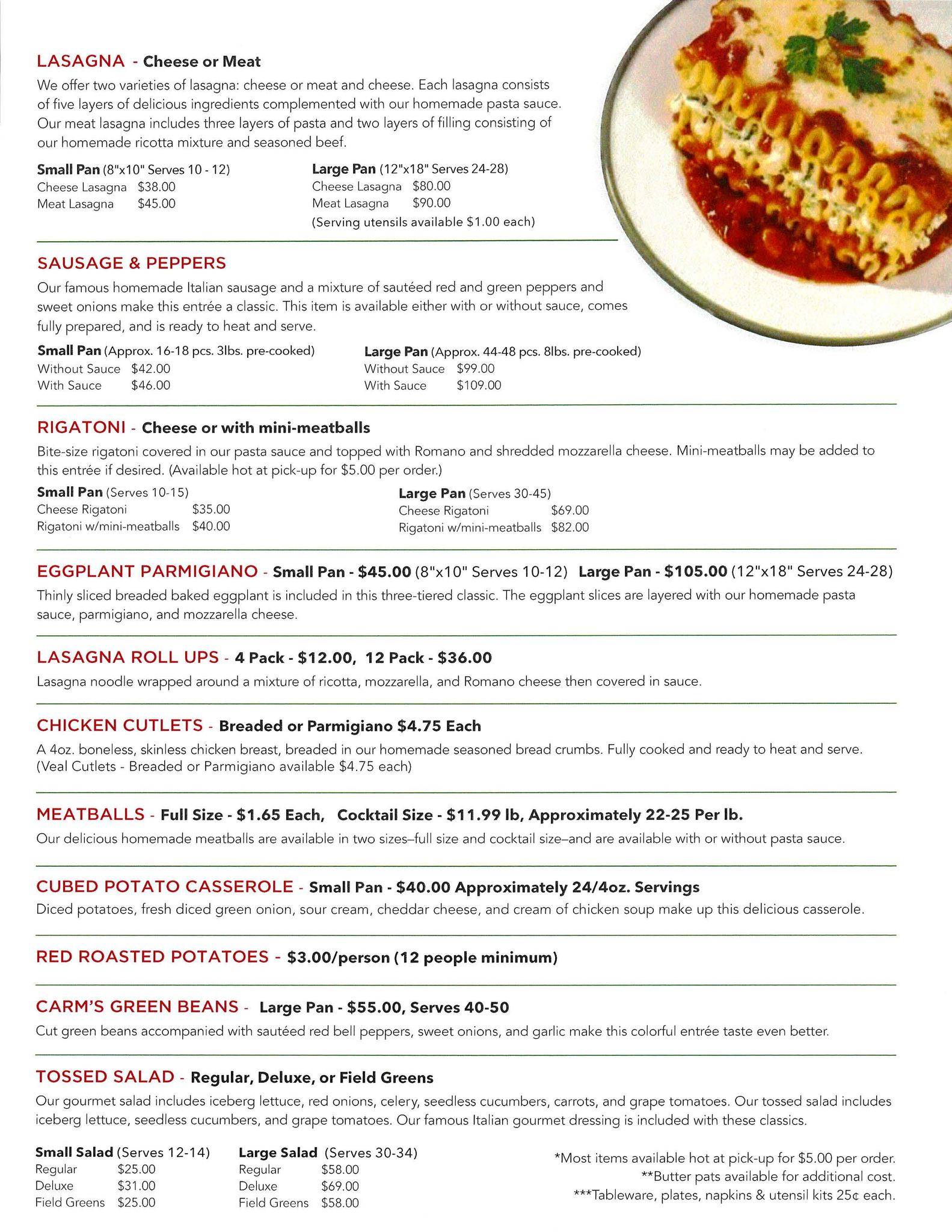 Menu at DeVitis Italian Market restaurant, Akron