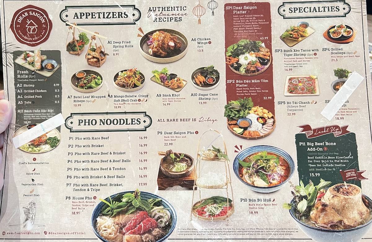 Menu at Dear Saigon restaurant, Toronto, Midland Ave Unit 101-103