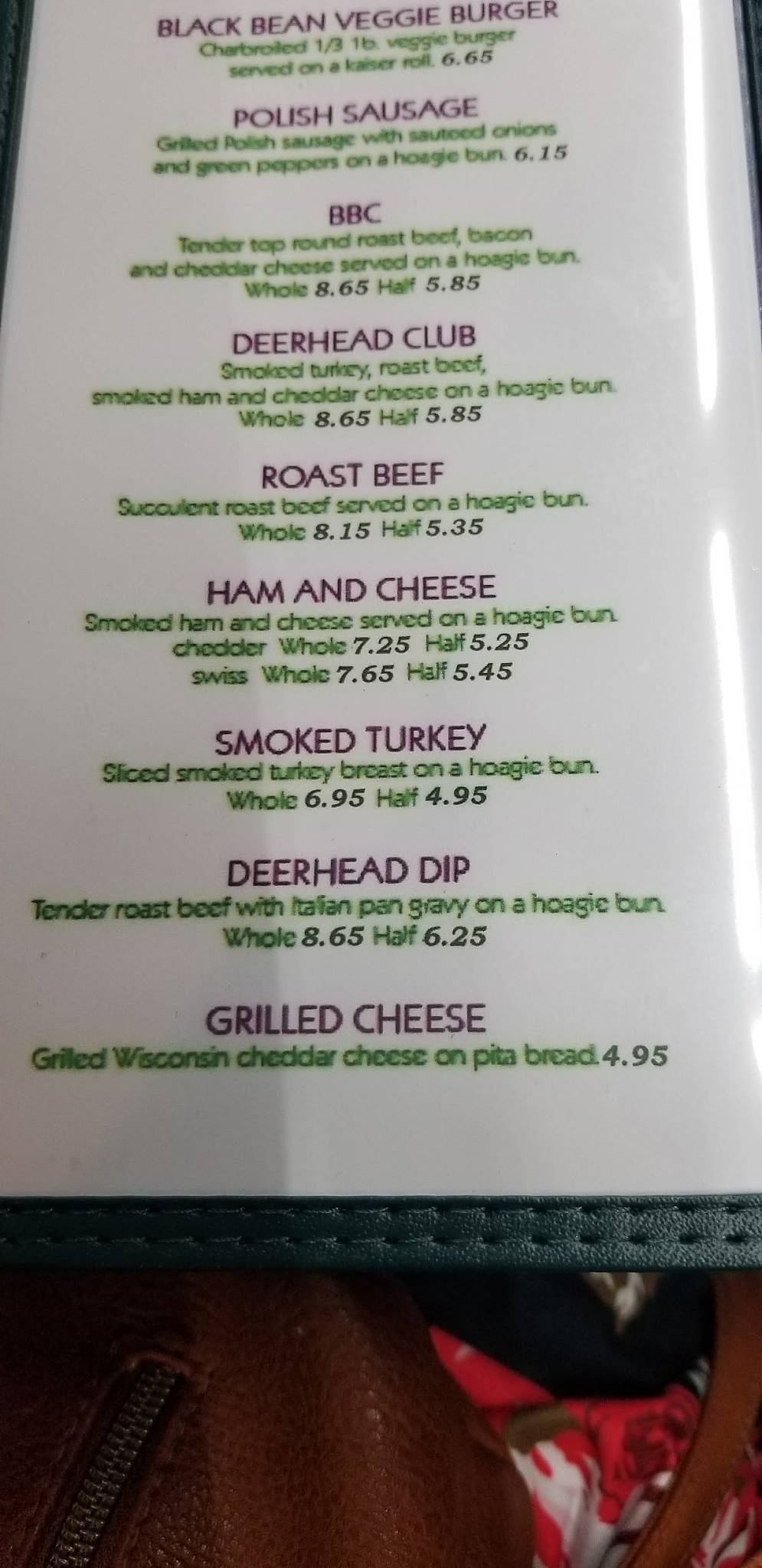 Menu at Deerhead Pizza cafe, Evansville