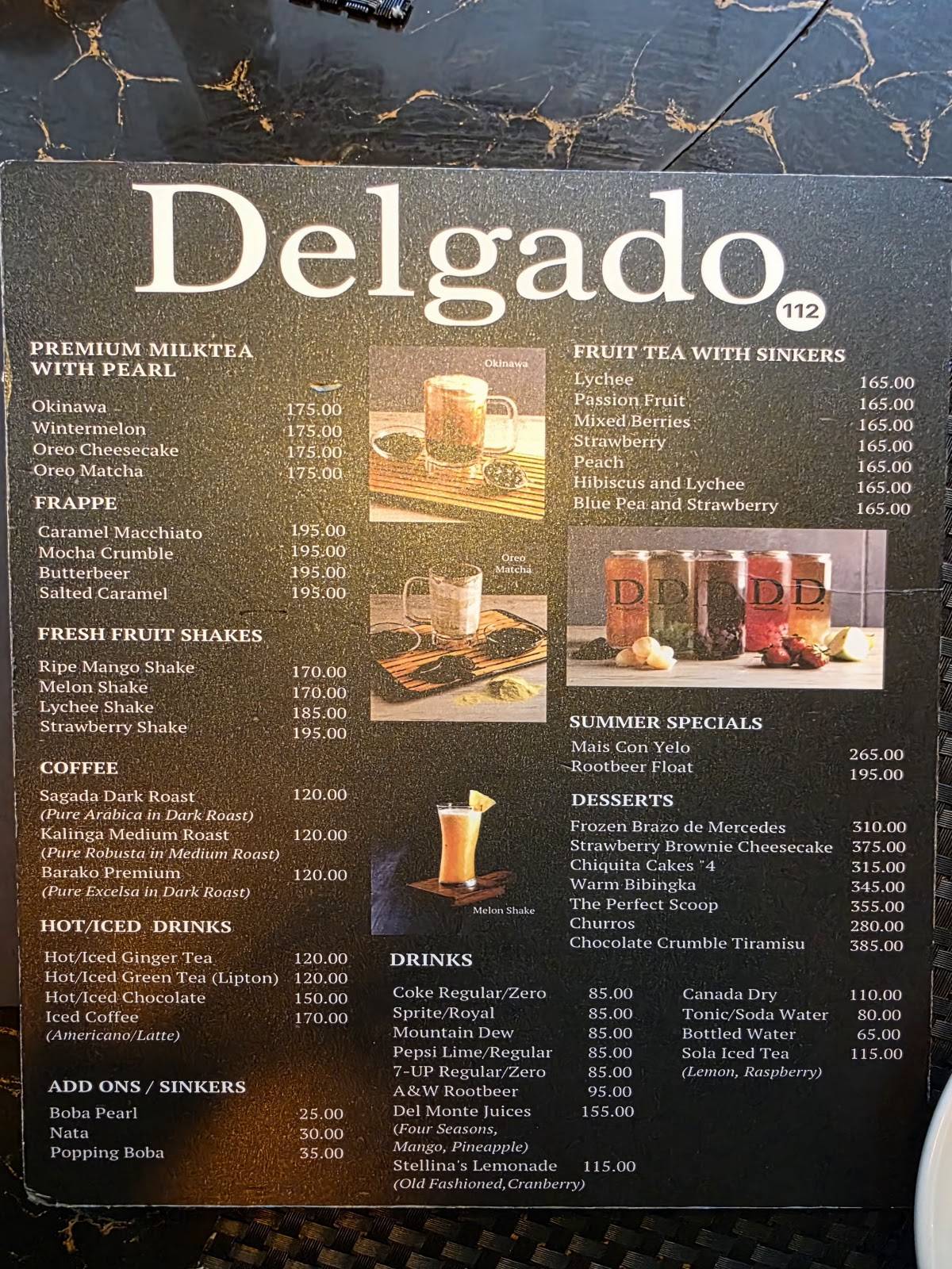Menu at Delgado.112 restaurant, Quezon City